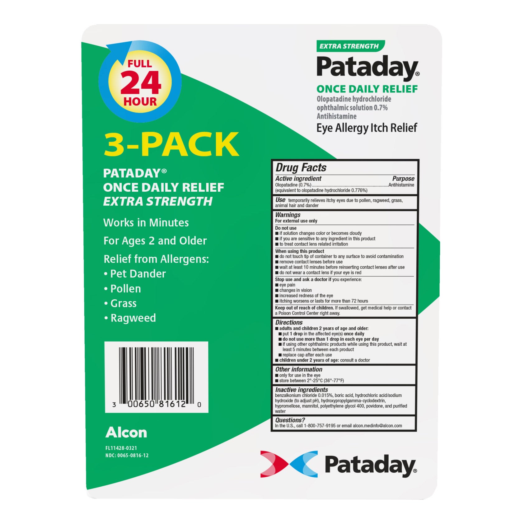 Pataday Once Daily Extra Strength Eye Relief 0.7% 3 x 2.5 mL - $25.99 ...