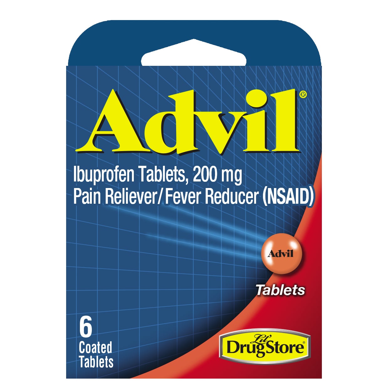 Advil Ibuprofen Tablets 200 mg, 6 Tablets per Pack, 6 Trial Packs ...