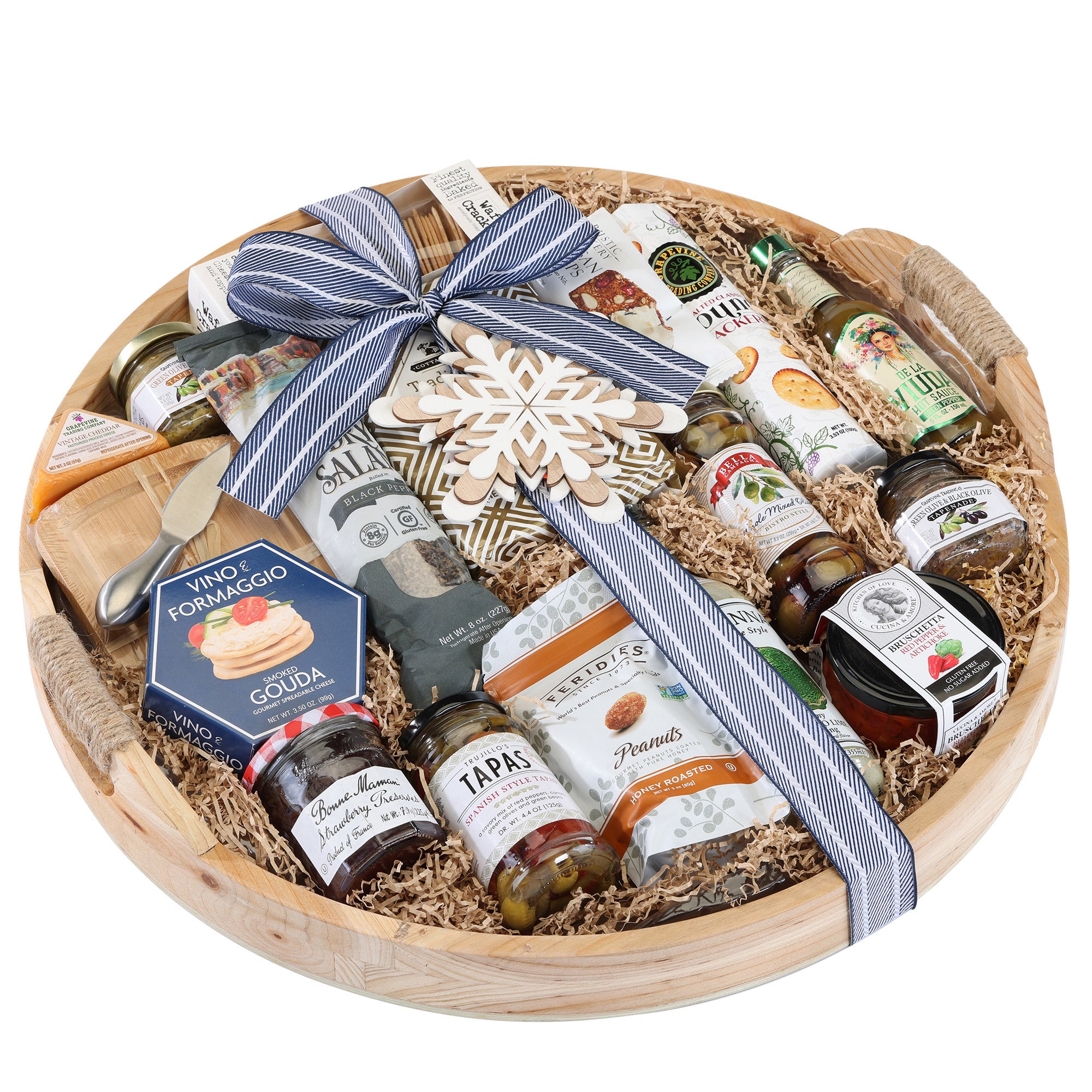 Houdini Wood Tray with Handles, Bamboo Cutting Board and Knife Set ...