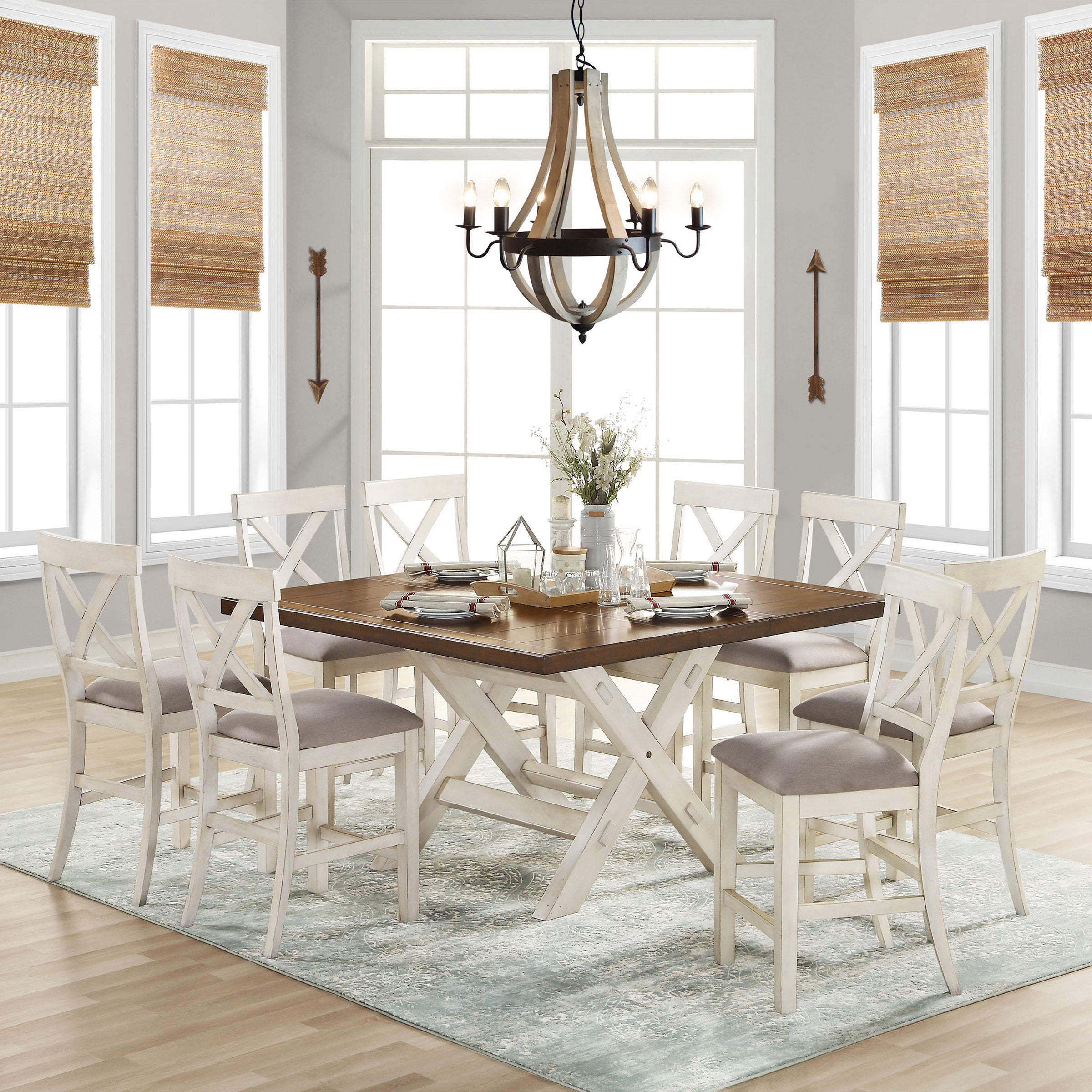 Bayside Furnishings Stefan 9-Piece Counter Height Square Dining Set ...