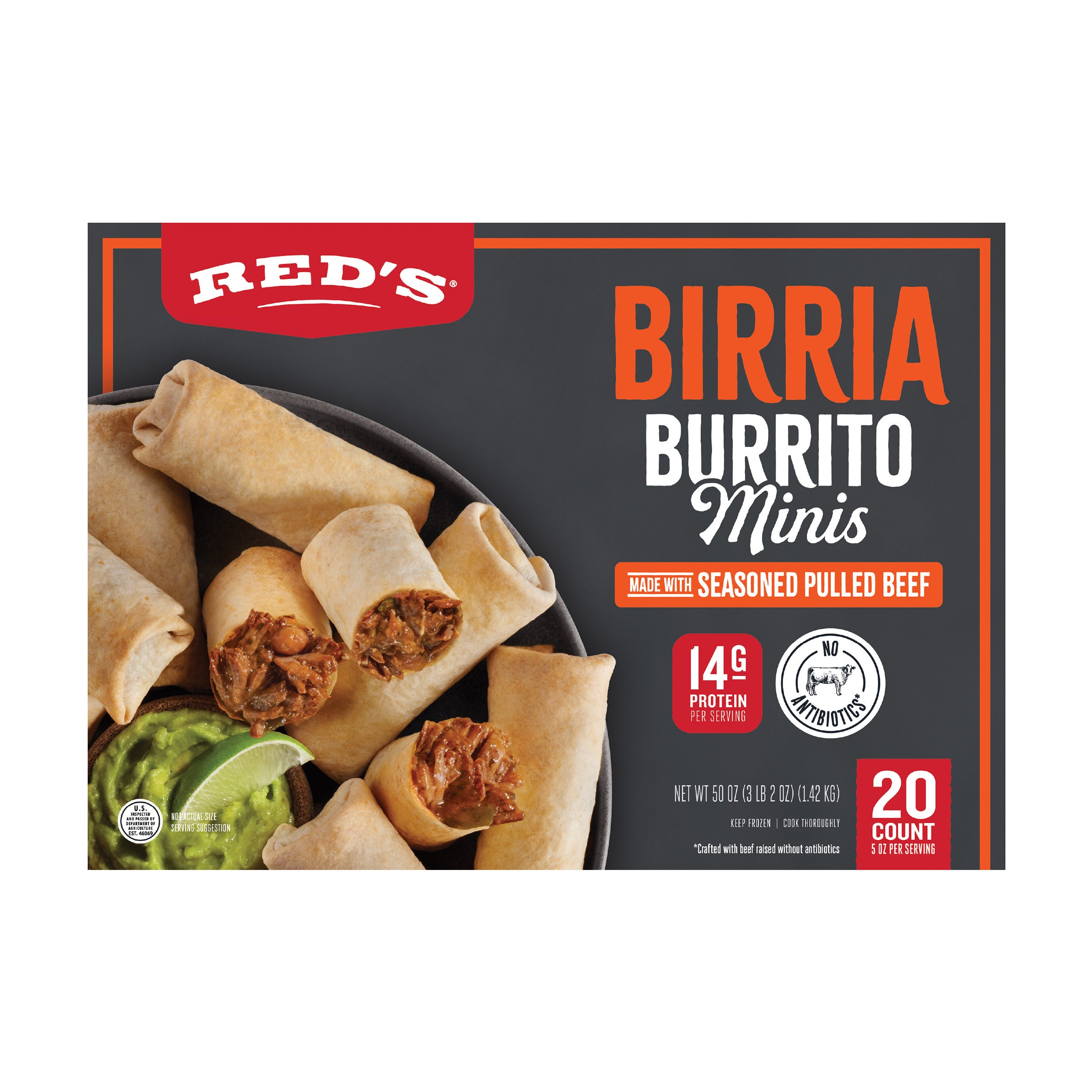 Red's All Natural Birria Mini Burritos 20 CT Box, 50oz (#1972297) - $19.99