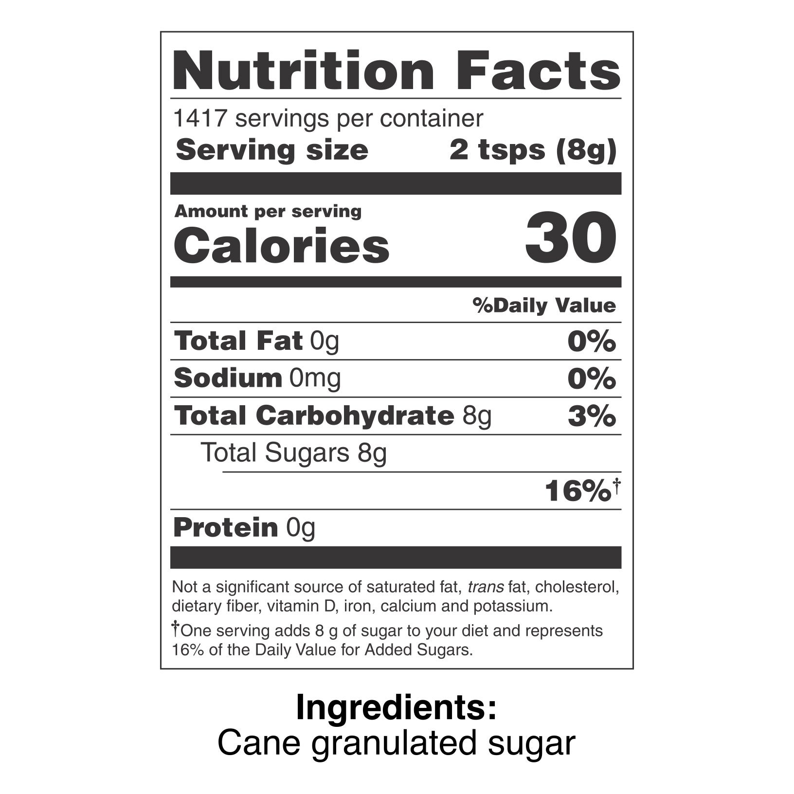 Pure Cane Granulated Sugar, 25 lbs - $17.99 at Costco