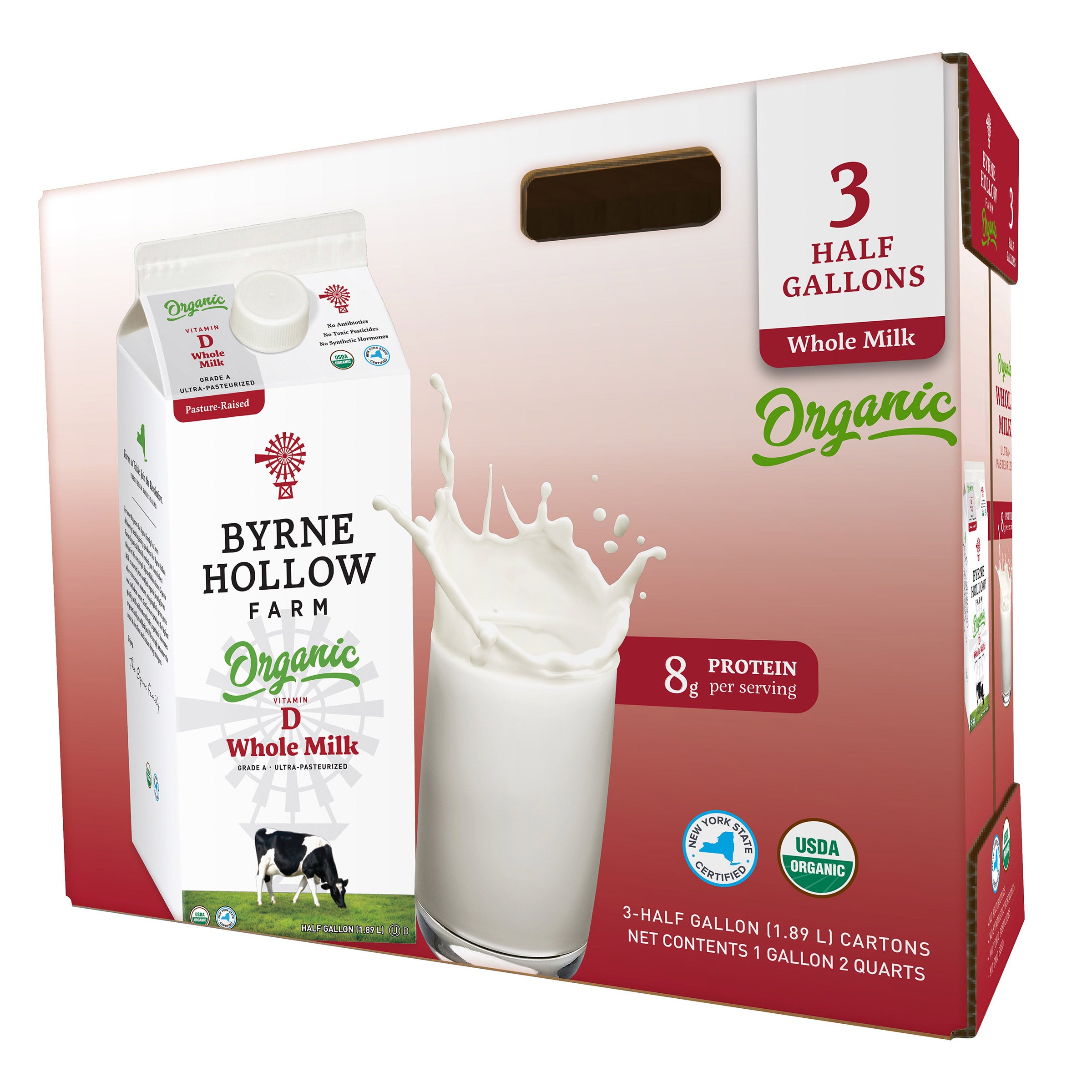 Byrne Hollow Farm Organic Whole Milk, 3 x 64 oz (6 Quarts) (#1457407 ...