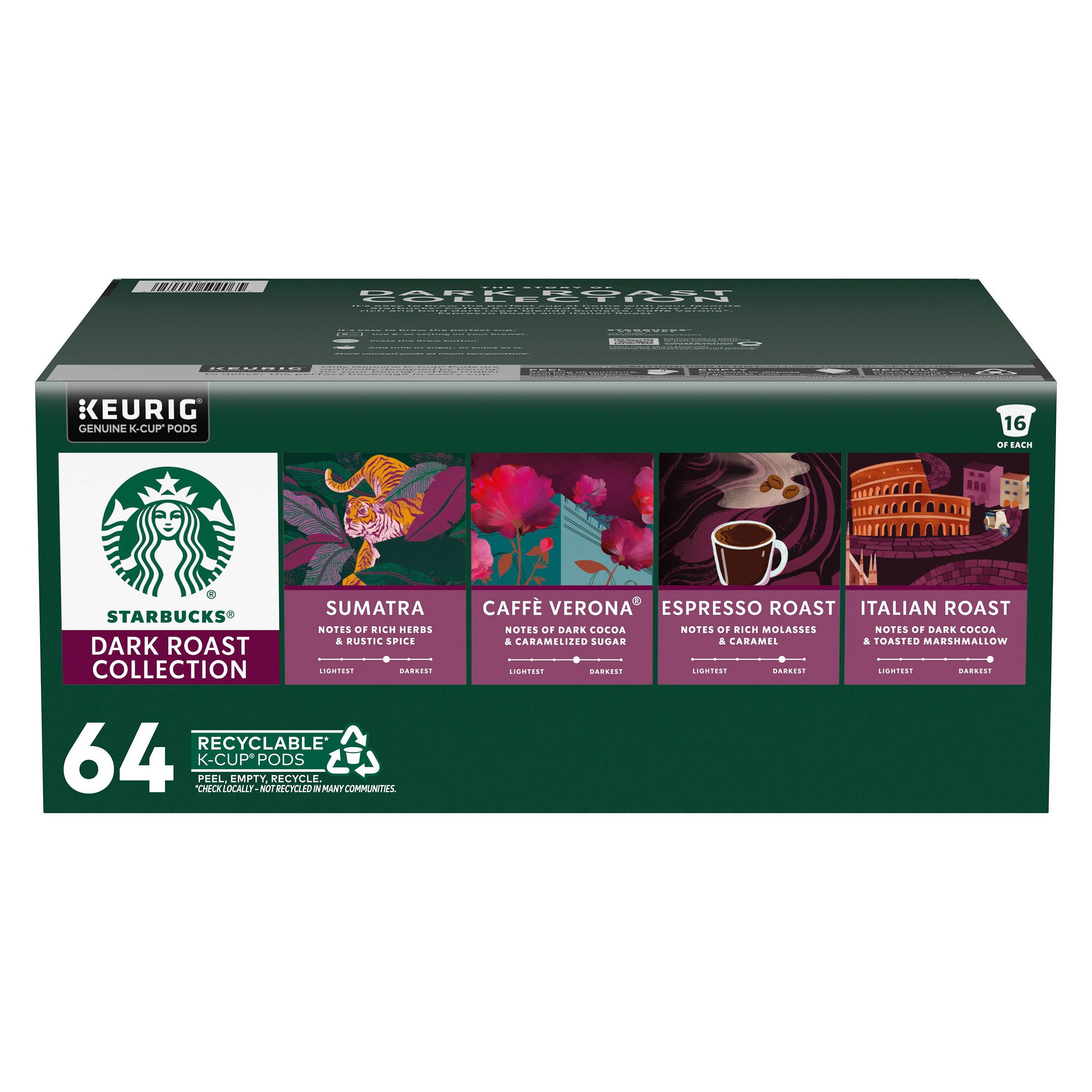 Starbucks Dark Roasts Variety Pack K-Cup Pod, 64-Count (#2783708) - $44.99