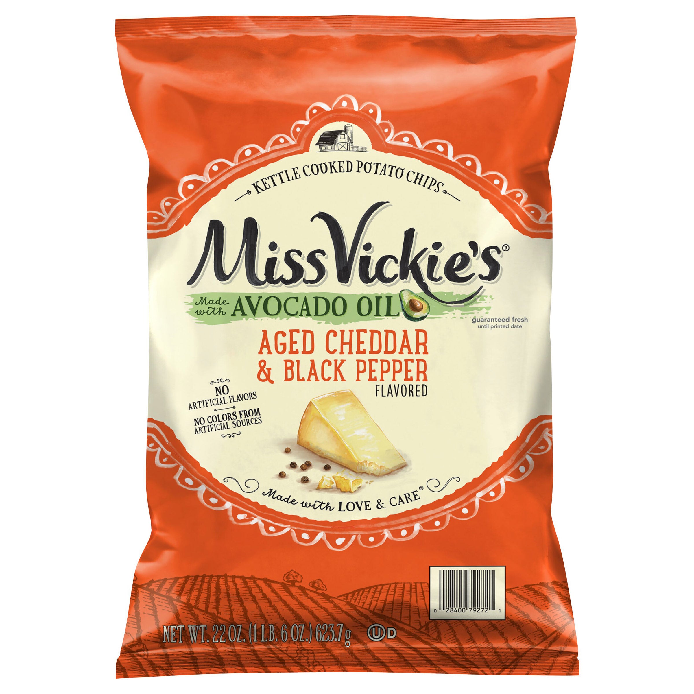 Miss Vickie's Cheddar & Black Pepper Kettle Cooked Potato Chips Made ...