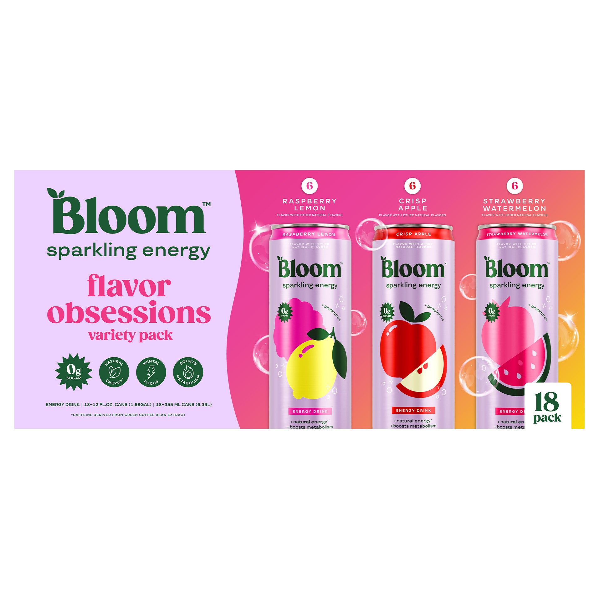 BLOOM SPARKLING ENERGY VARIETY PACK 18/12 OUNCE CANS (#2056753) - $23.79
