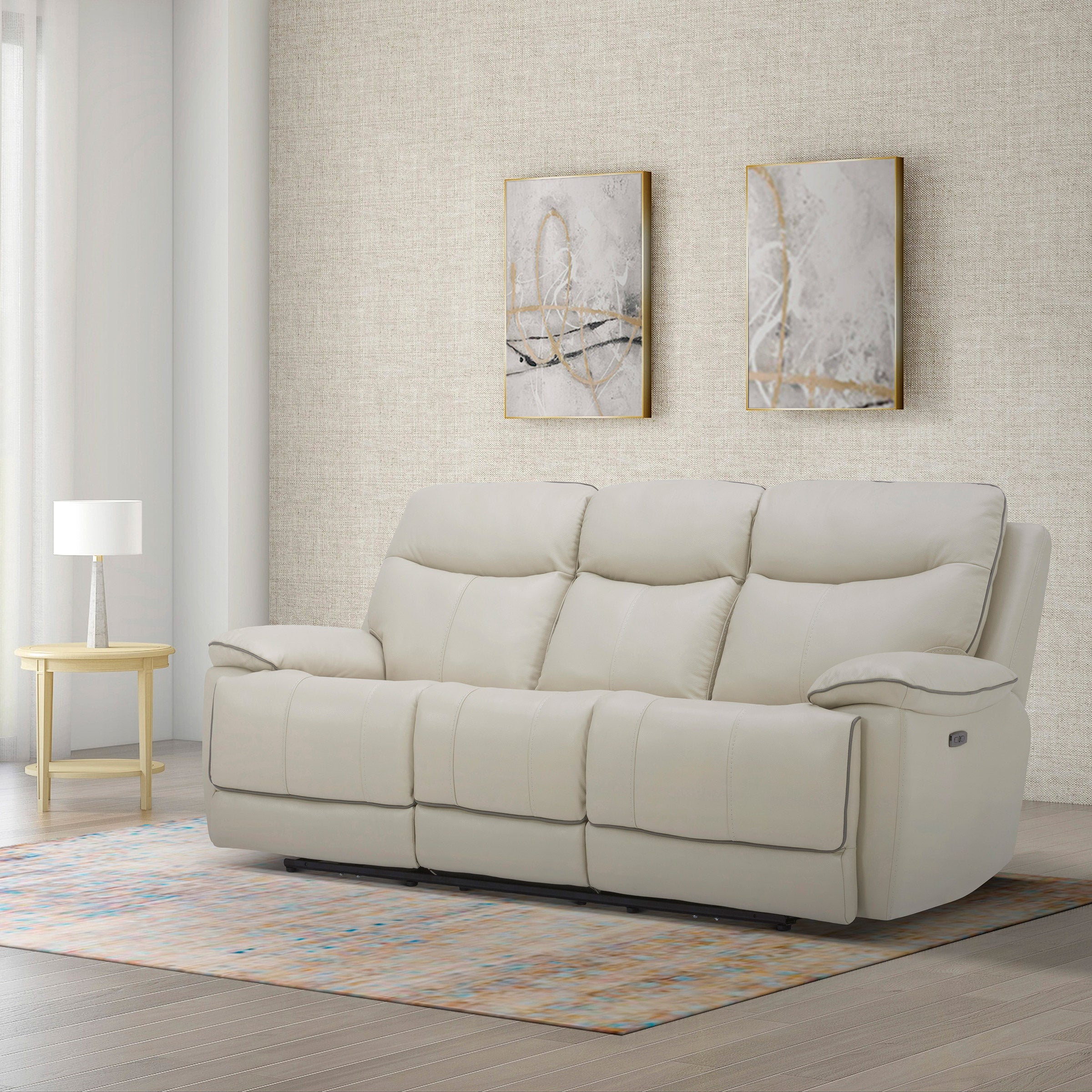 Messina Leather Power Reclining Sofa With Power Headrests