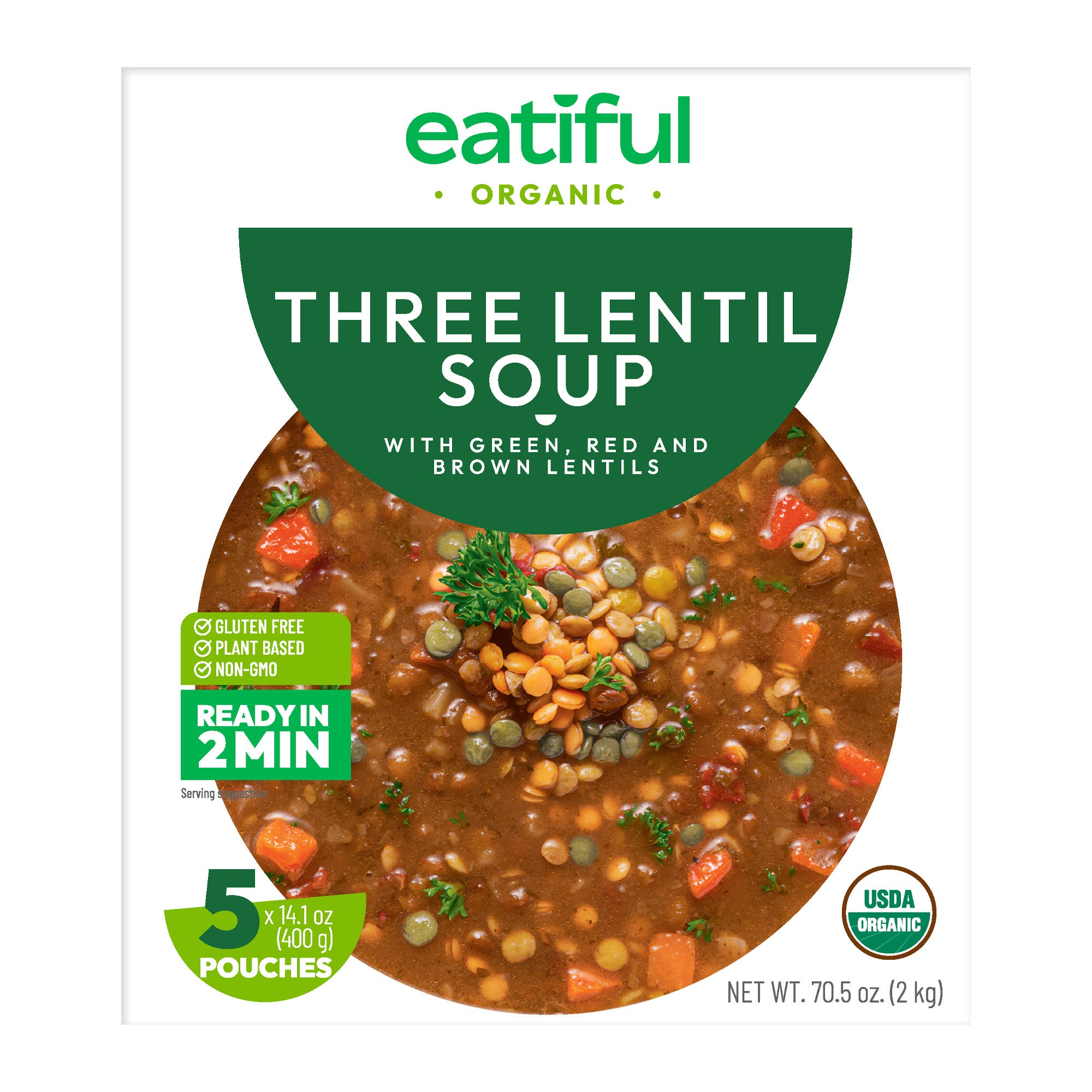 Eatiful Organic Three Lentil Soup 5/14.1 oz (#1974670) - $10.99