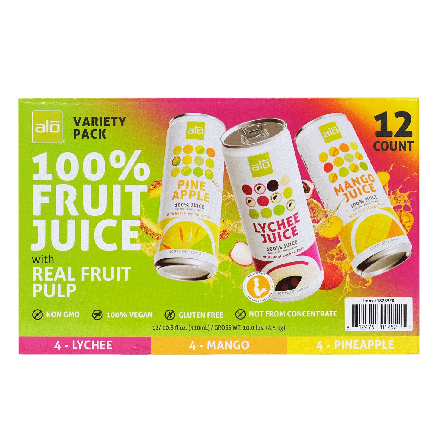 ALO 100% Fruit Juice Variety Pack with Real Fruit Pulp, 12/10.8 FL OZ ...