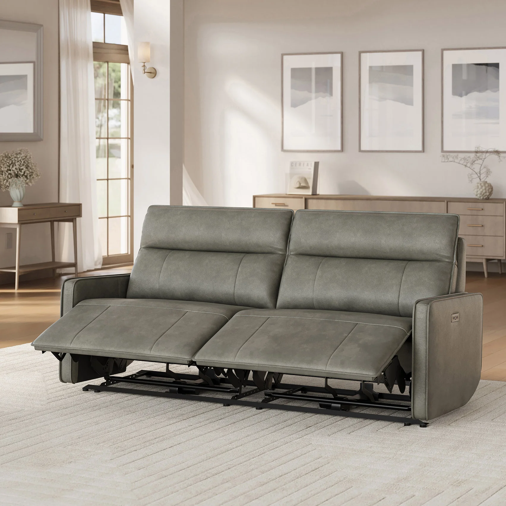 Henredon Keira Leather Power Sofa (#1861804) - $1149.99