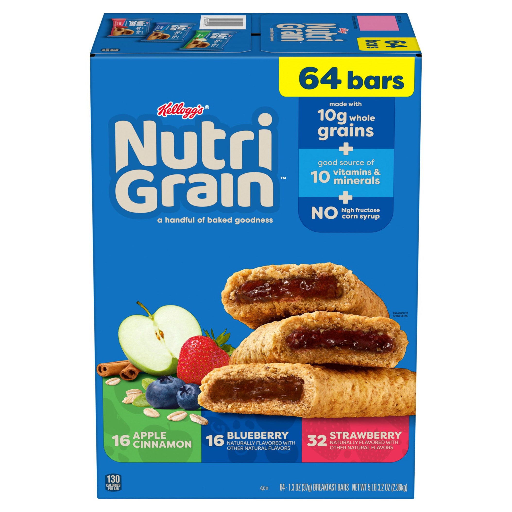 Kellogg's Nutri-Grain Soft Baked Breakfast Bars, Variety Pack, 1.3 oz ...