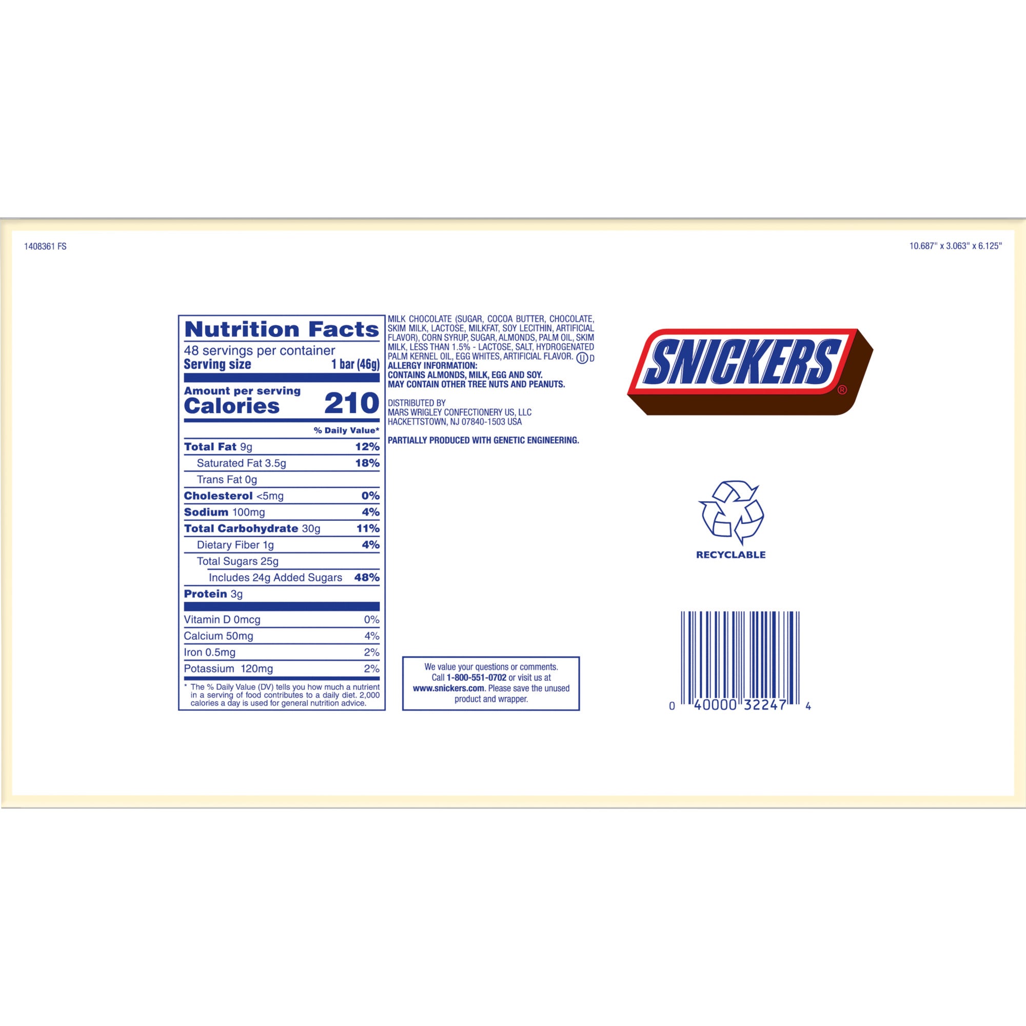 Snickers Almond King Size Candy Bars, 3.23 oz, 24 CT - $28.79 at Costco
