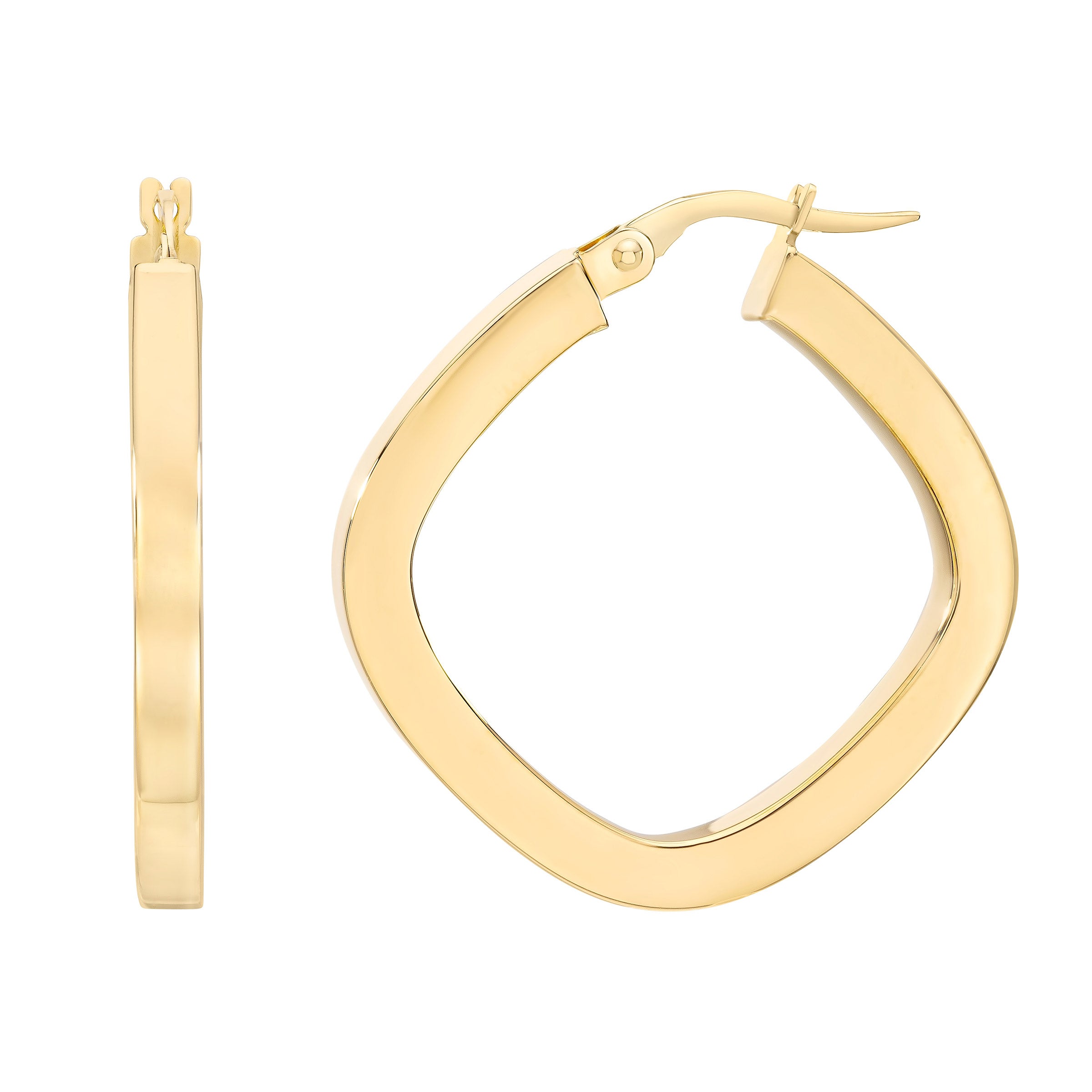 14kt Yellow Gold Rectangle Hoops Made in Italy (#1905590) - $339.99