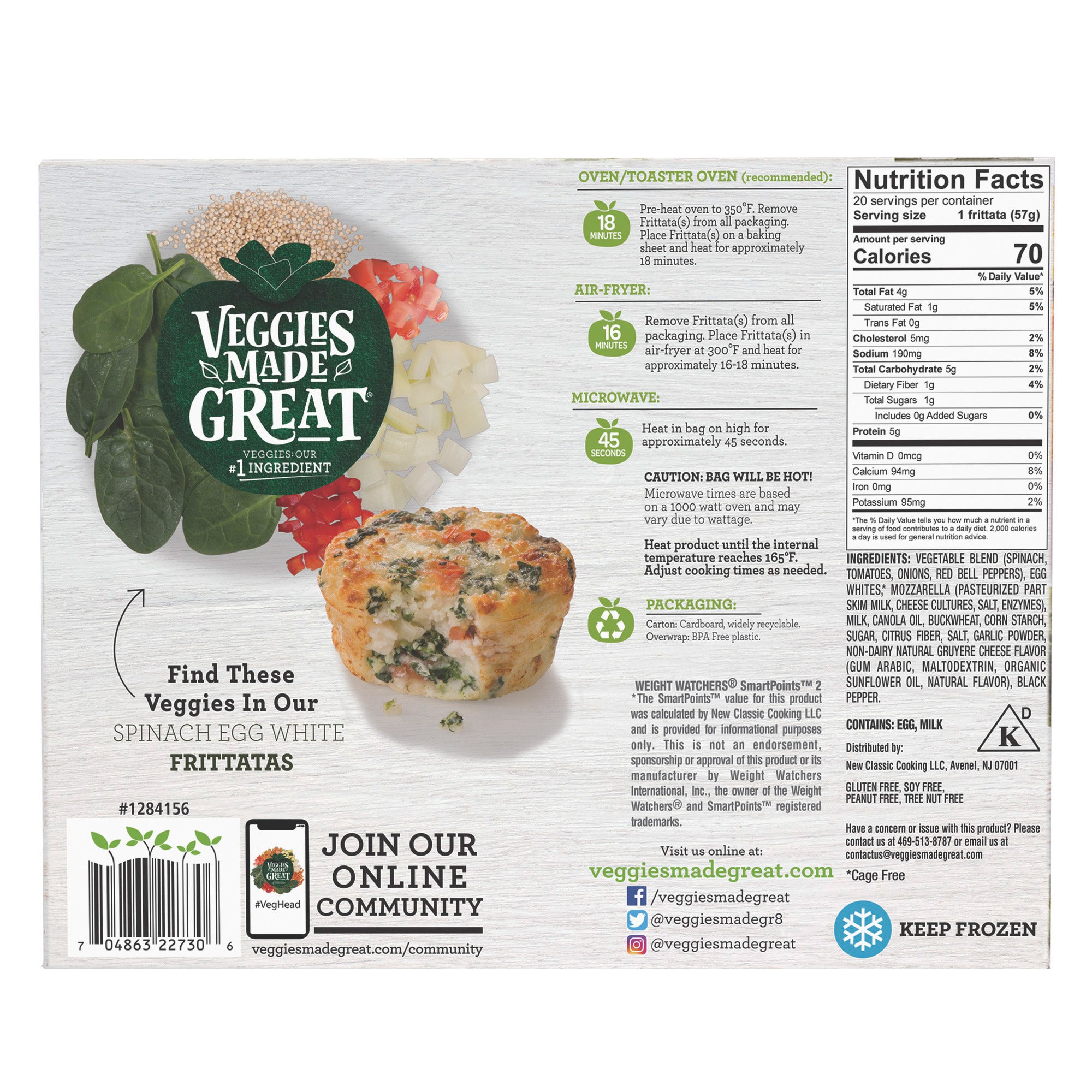 Veggies Made Great Spinach Egg White Frittata 20 CT - $12.99 at Costco