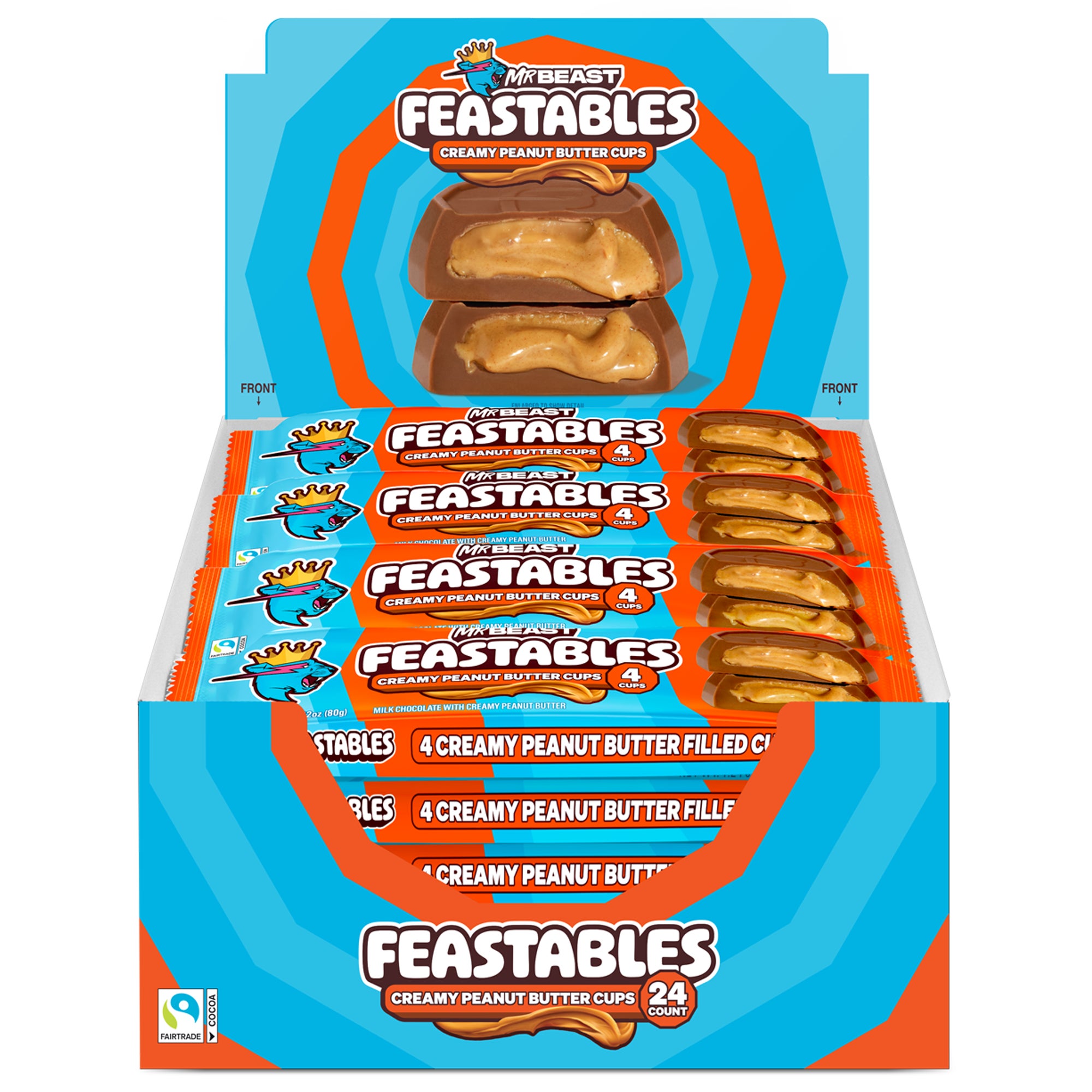 Feastables MrBeast Peanut Butter Cup King Size, 24 ct / 2.8 oz (4.2 lb ...