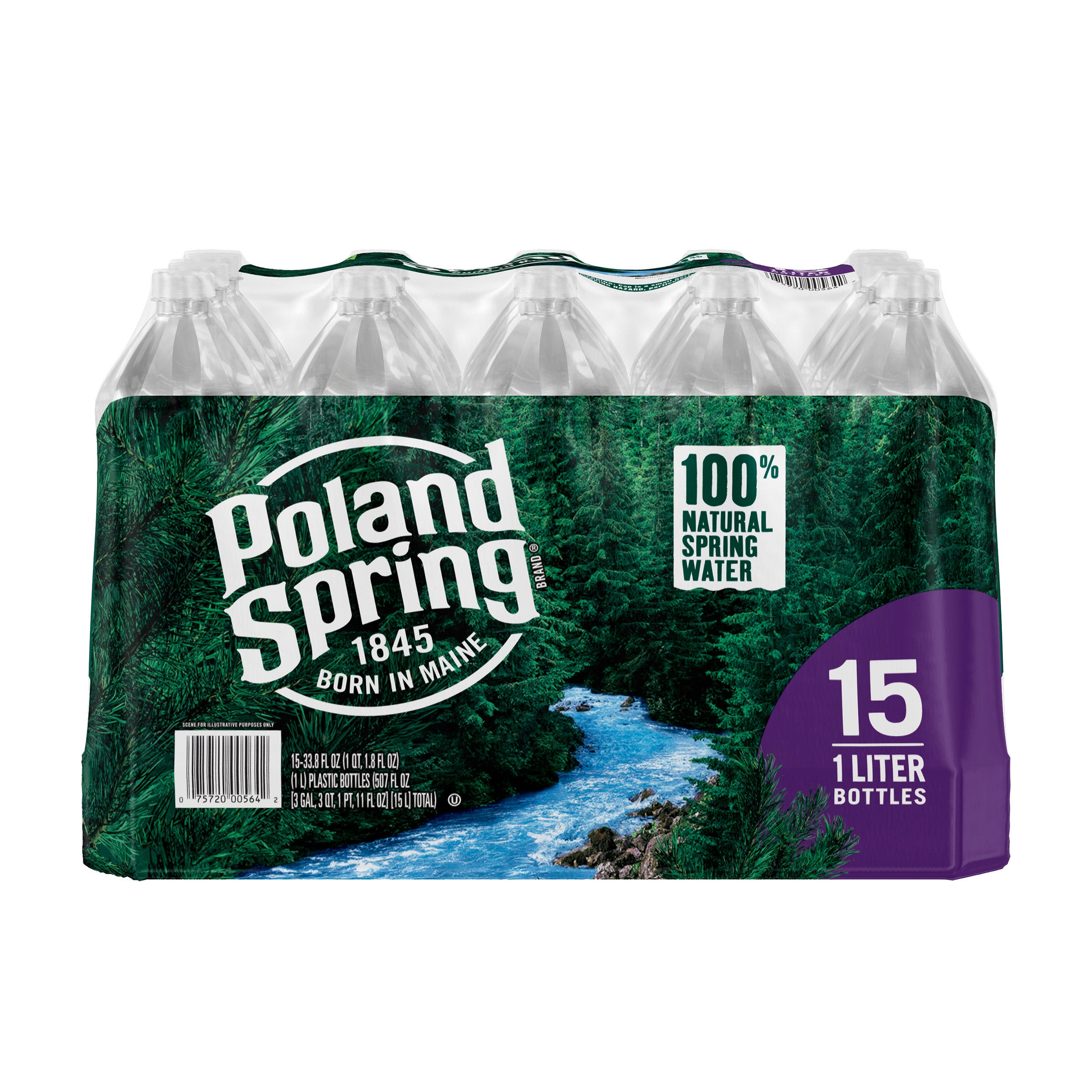 Poland Spring 100% Natural Spring Water, 1 Liter, 15 Count (#257629 ...
