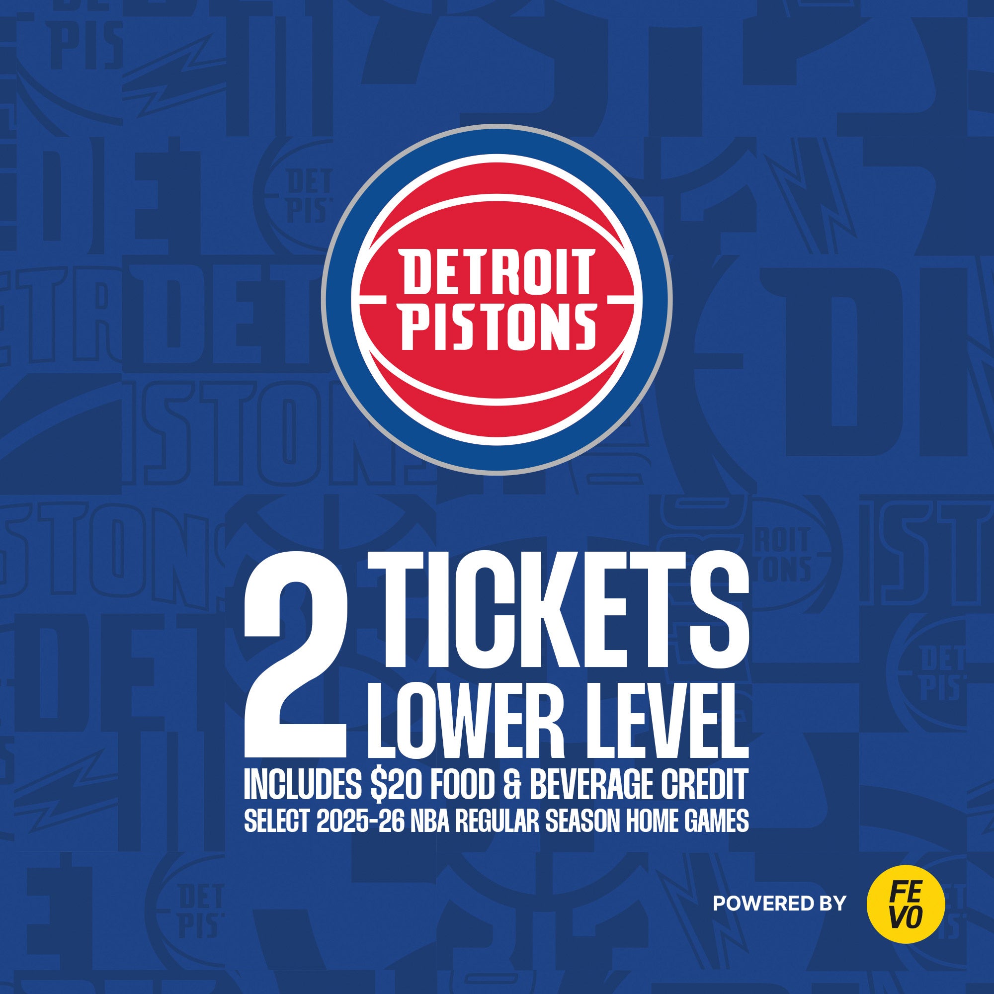 NBA Detroit Pistons - Two Lower Level Tickets & $20 Food & Beverage ...