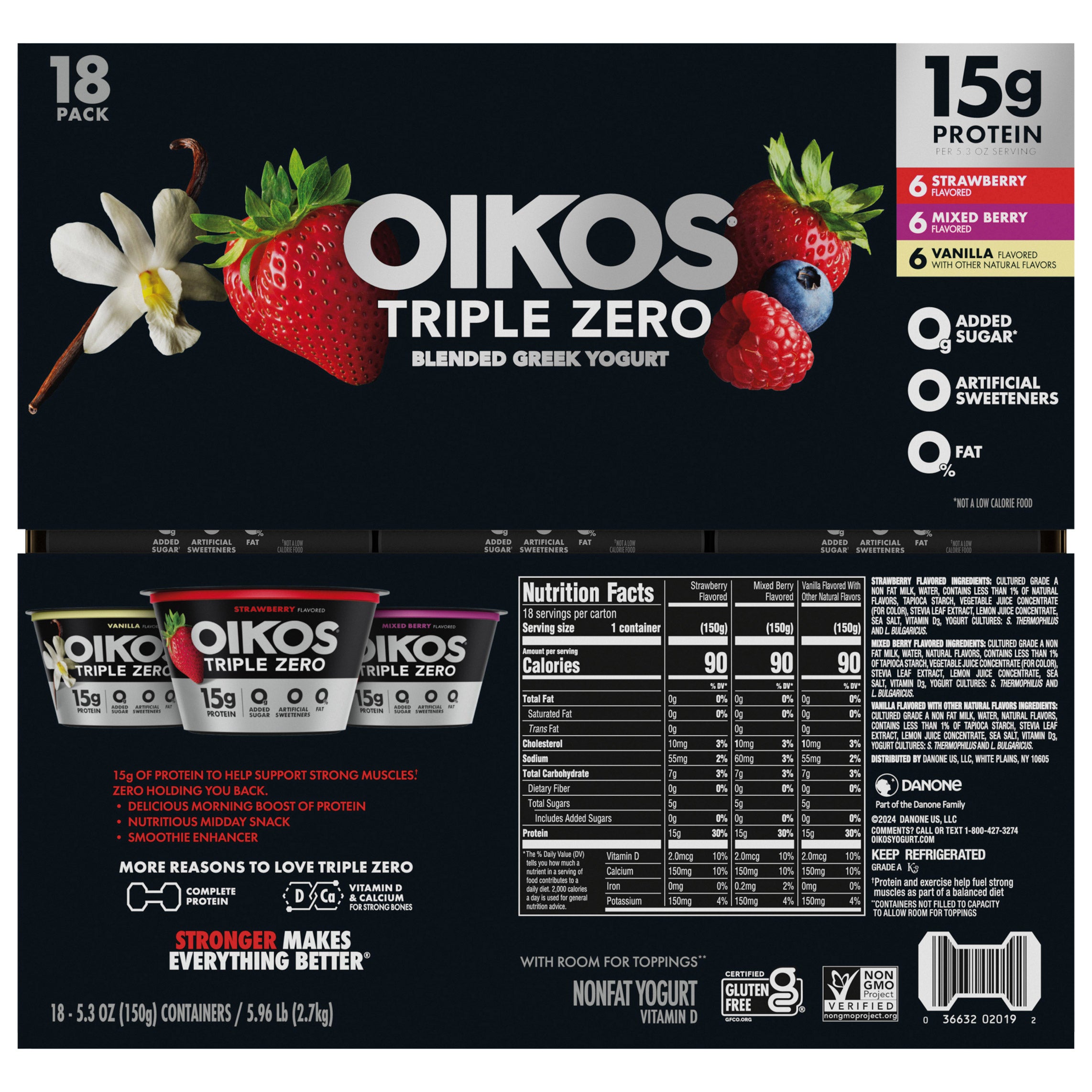 Oikos Triple Zero Yogurt Variety 18/5.3 Ounce Cups - $13.49 at Costco