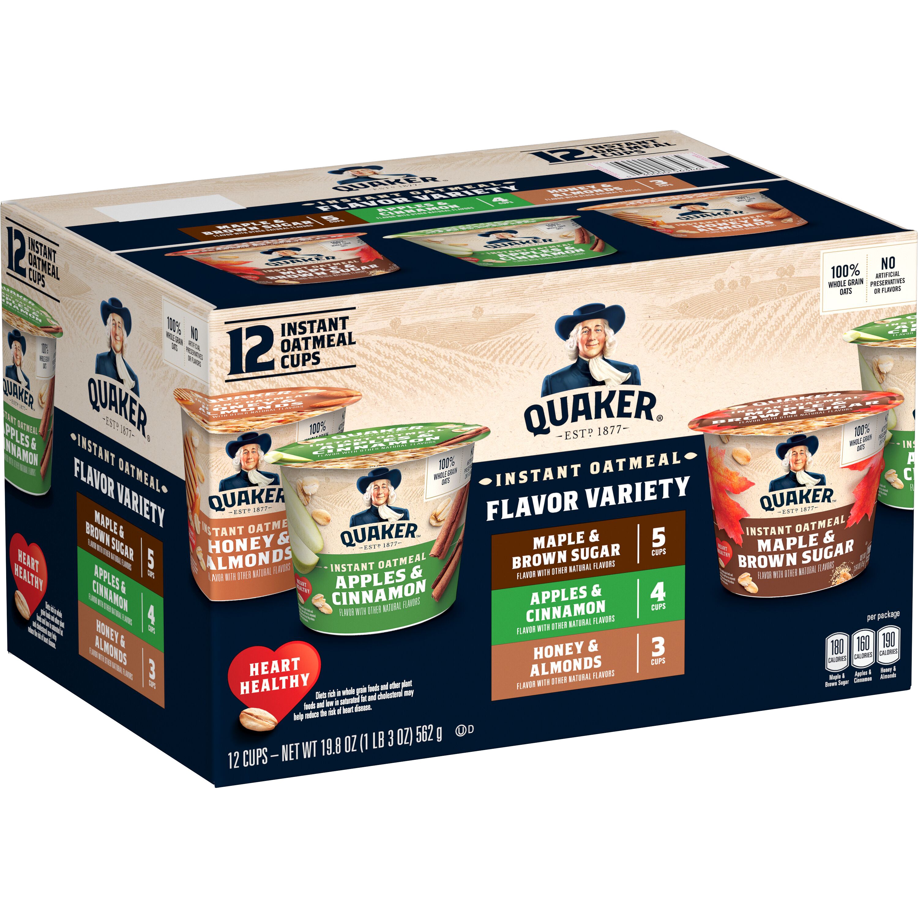 Quaker Instant Oatmeal Cups, Variety Pack, 12-Count (#1686182) - $10.99