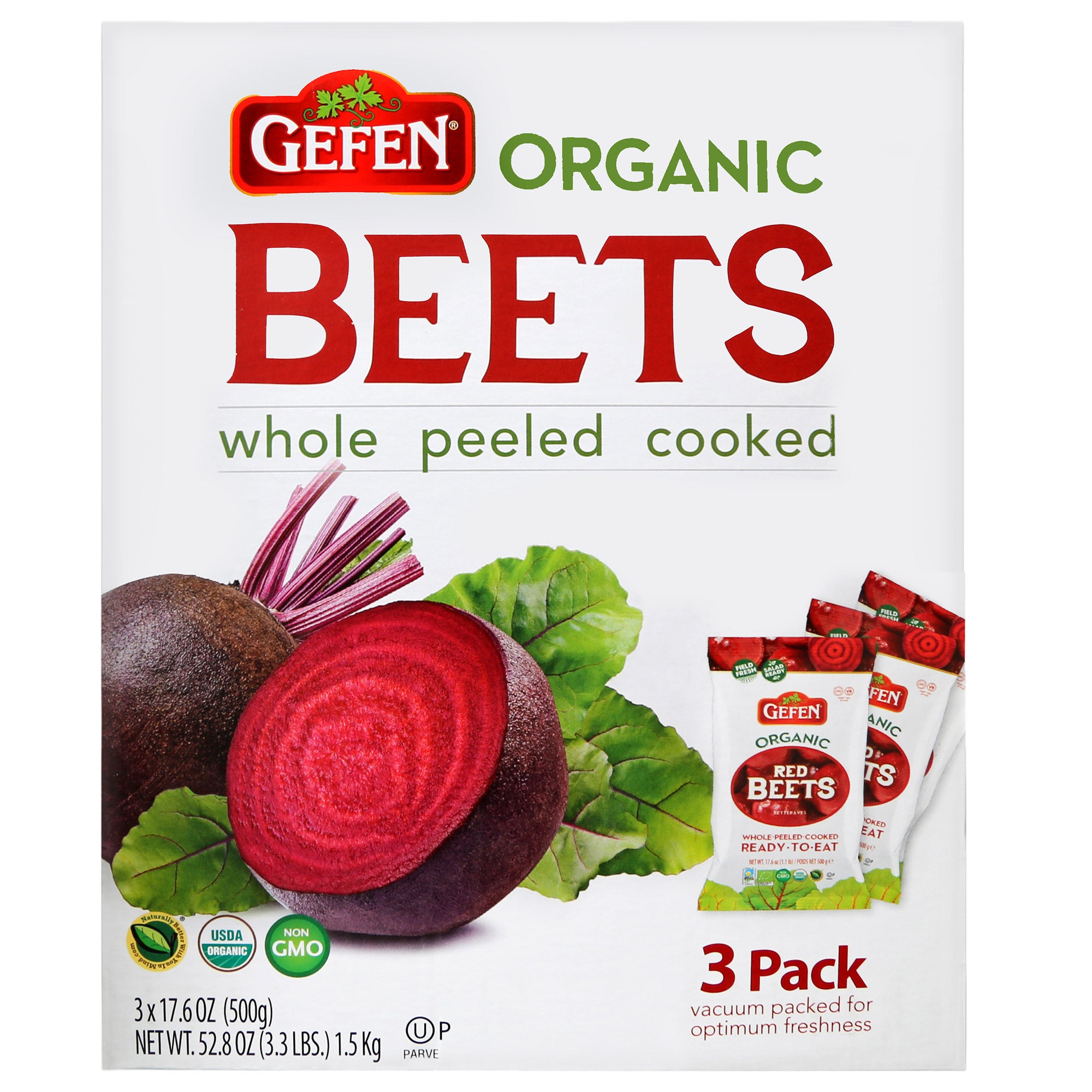 Gefen Organic Whole Peeled Beets 3/17.6 Ounce Packs (#1055385) - $7.39 ...