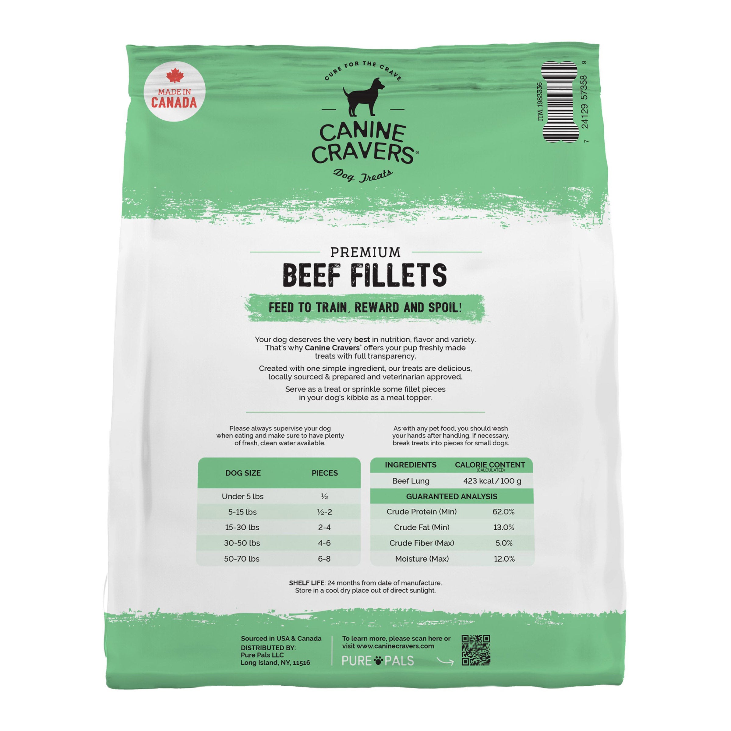 Canine Cravers Premium Beef Treats 20 oz (1.25 lbs) - $17.99 at Costco