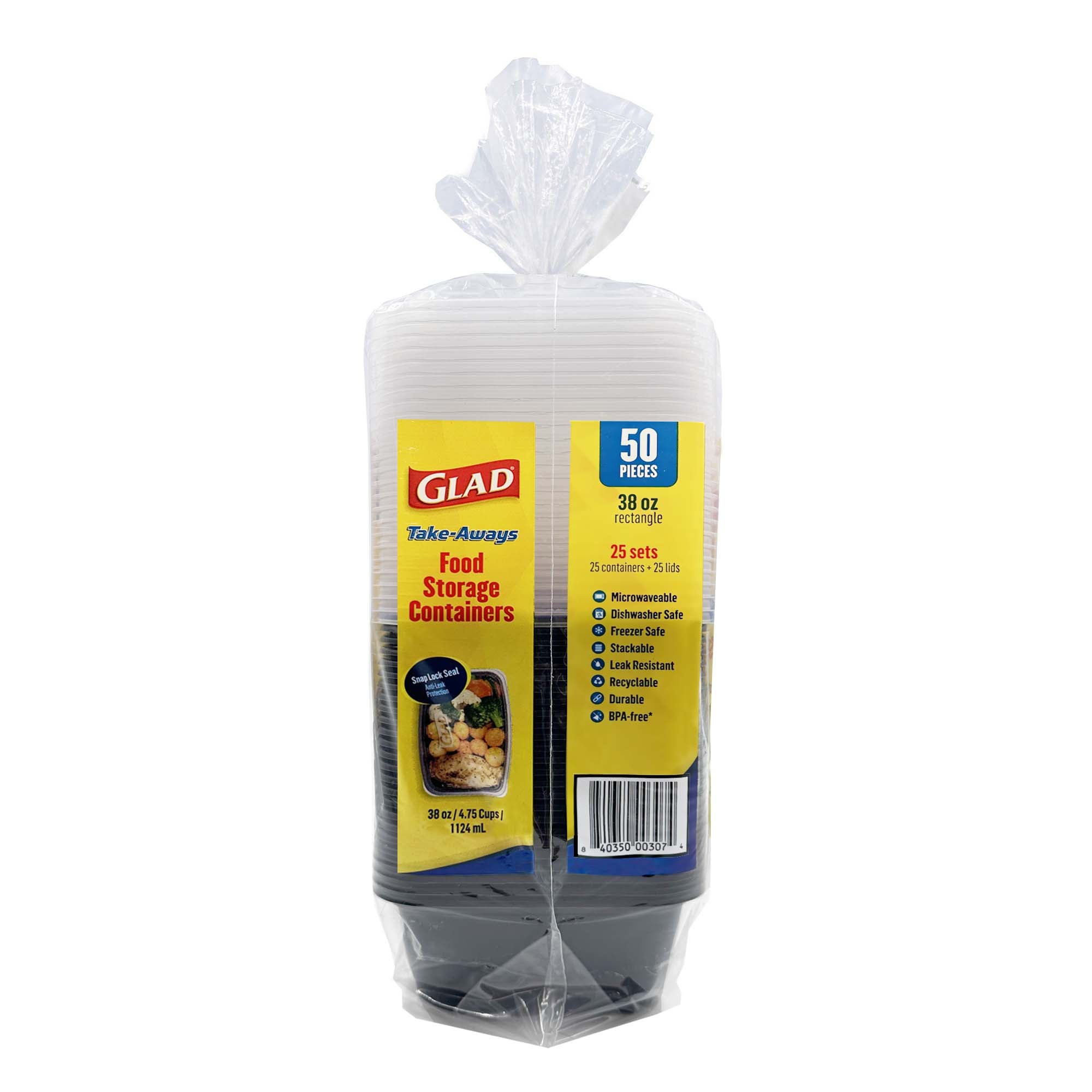 Glad Take-Aways 38oz Storage Container 25 Containers with Lids - $7.99 ...