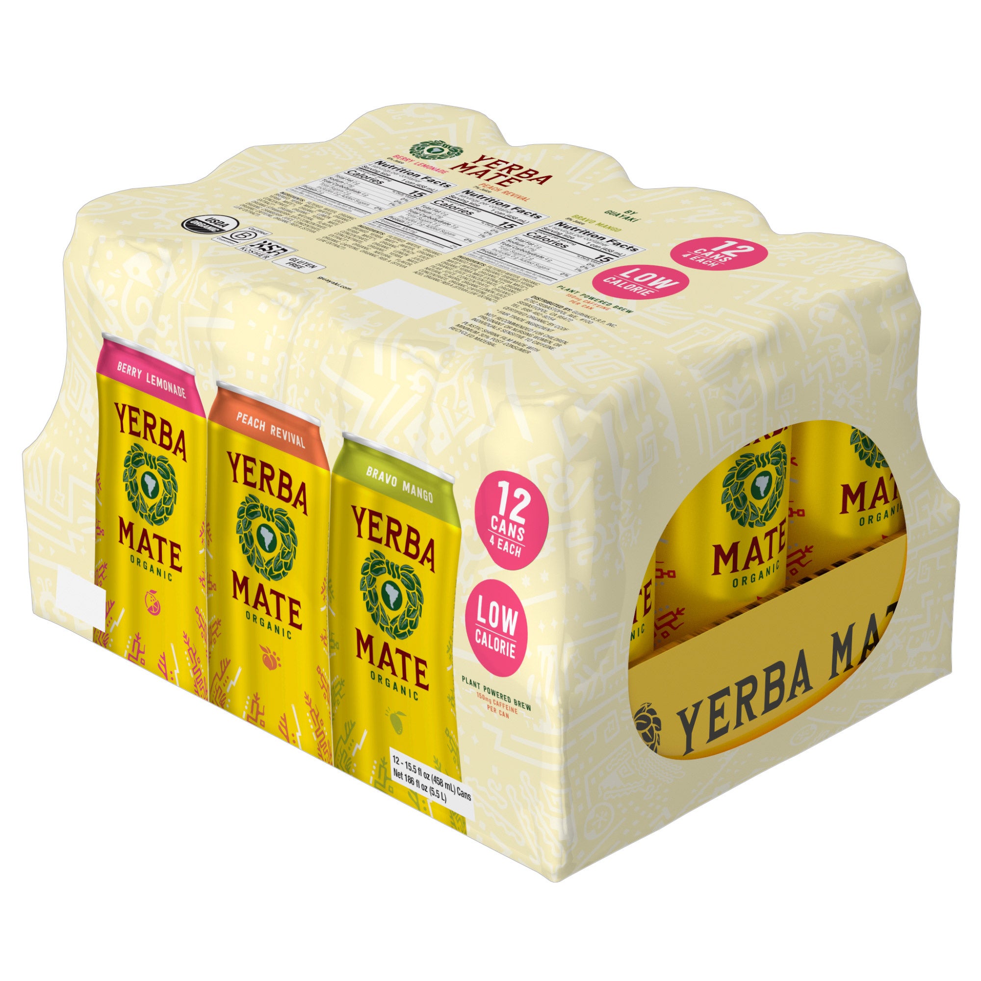 Organic Guayaki Low Calorie Yerba Mate Variety Pack, 12 Pack, 15.5 oz ...