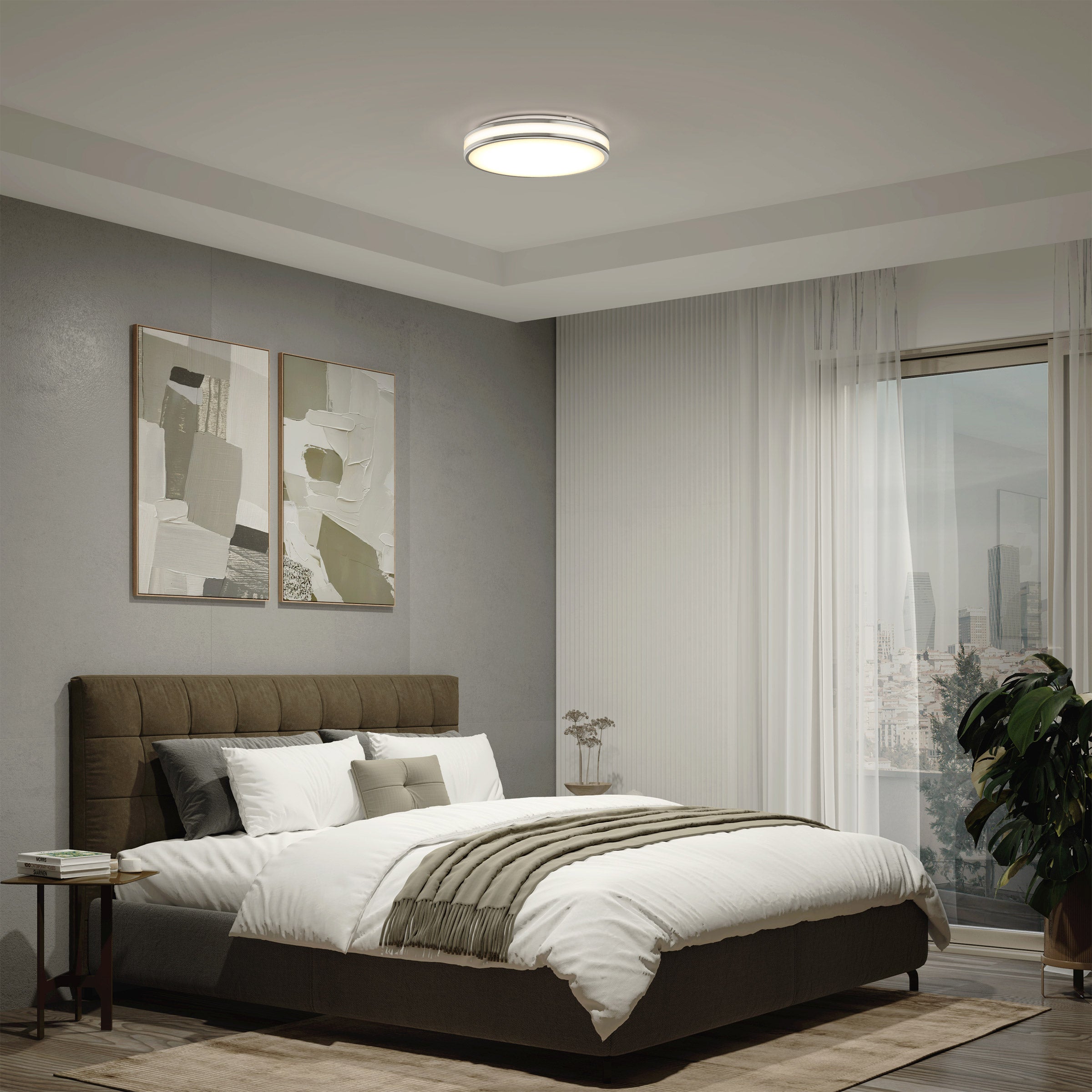 Artika Hemisphere 15" LED Flush Mount Light Fixture, Brushed Nickel ...