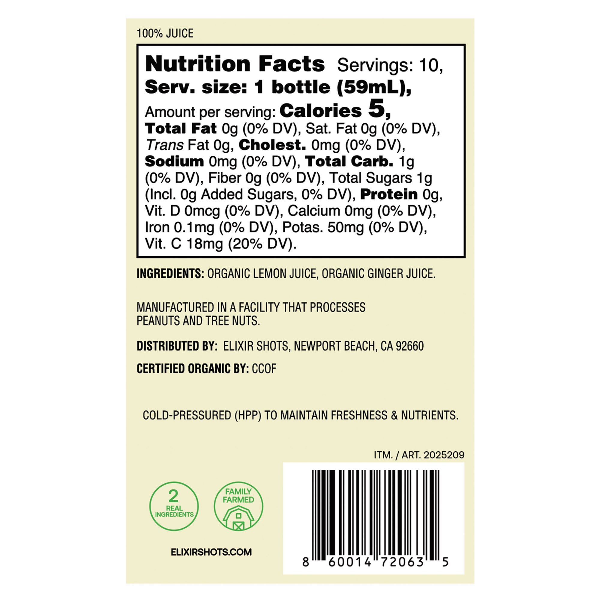 ELIXIR SHOTS ORGANIC DEFENSE SHOTS 10/2 OZ - $14.99 at Costco