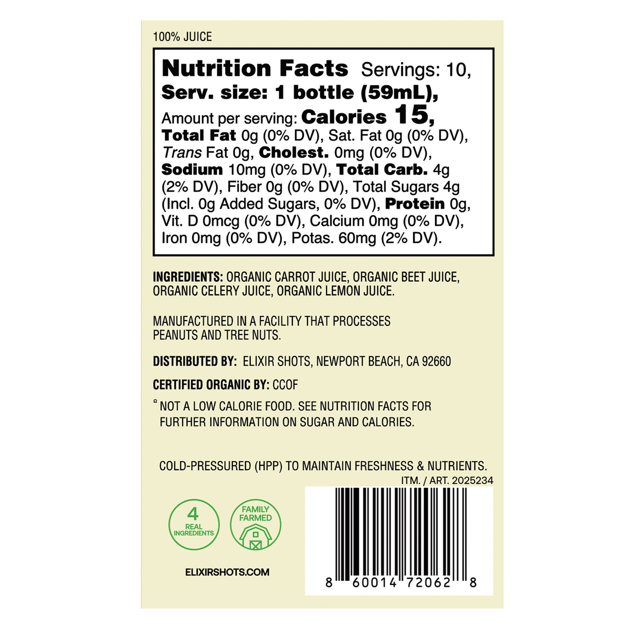 ELIXIR SHOTS ORGANIC ENDURANCE 10/2 OZ - $14.99 at Costco