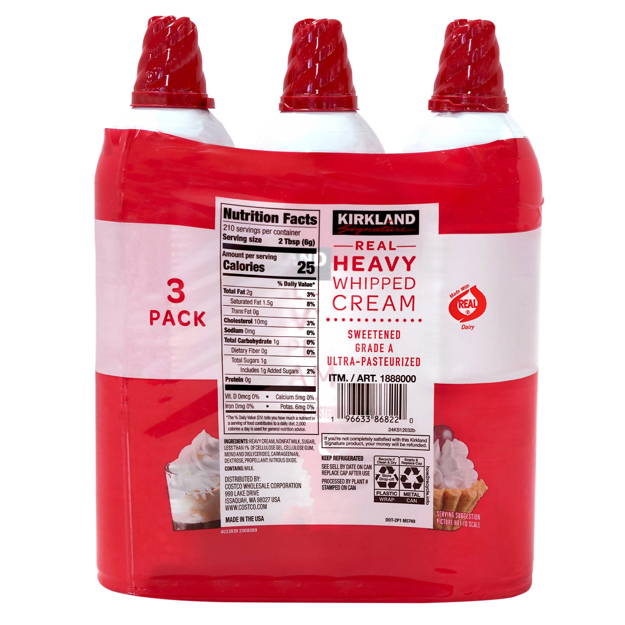 Kirkland Signature Whipped Heavy Cream, 3/15 oz - $8.99 at Costco