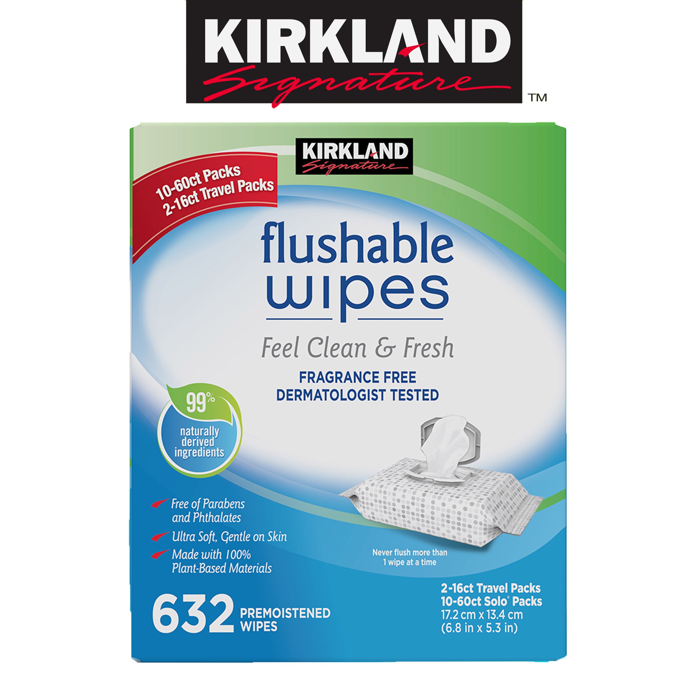 Kirkland Signature Moist Flushable Wipes, 632 Count - $14.79 at Costco