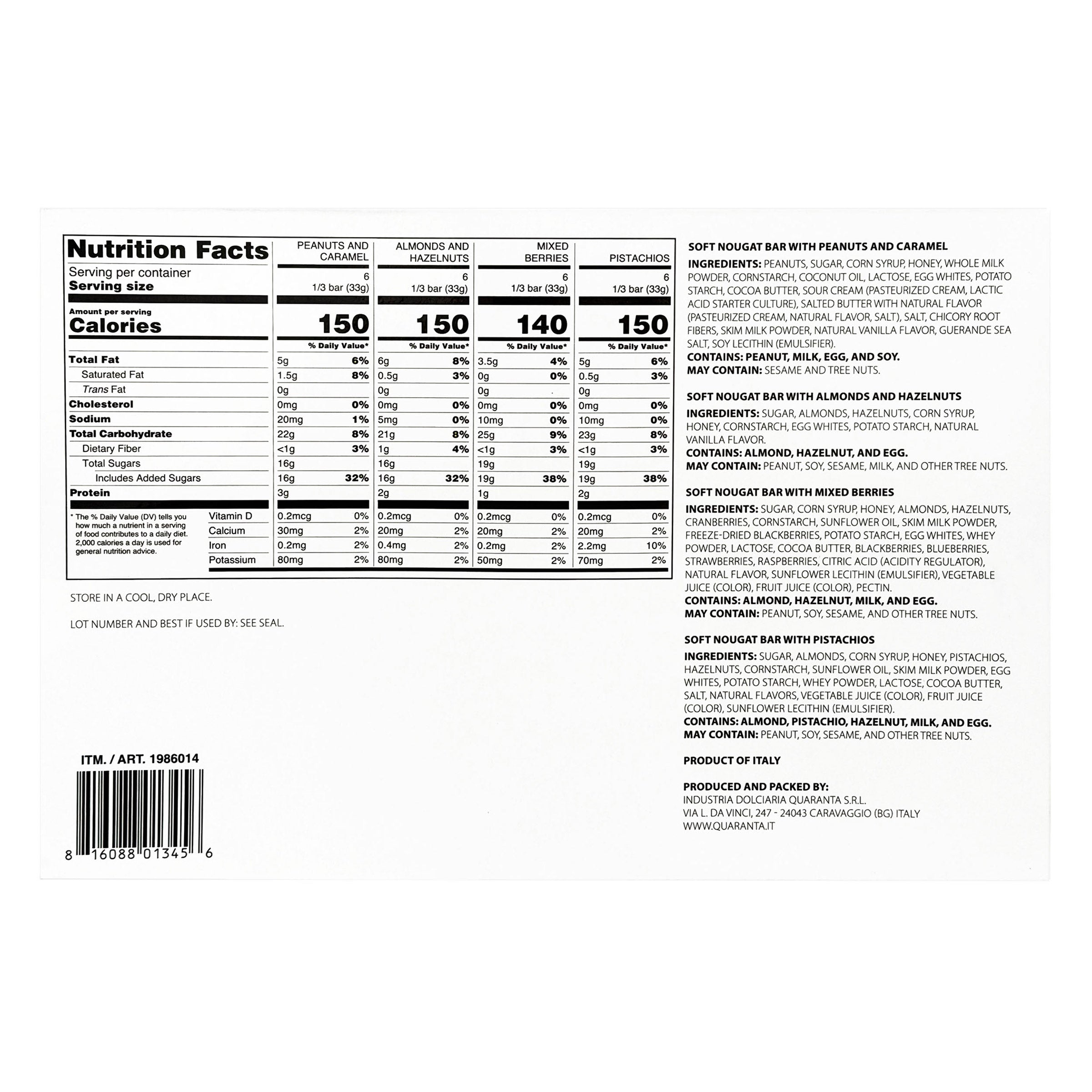 QUARANTA ASSORTED NOUGAT BARS 1.76 POUNDS - $15.79 at Costco