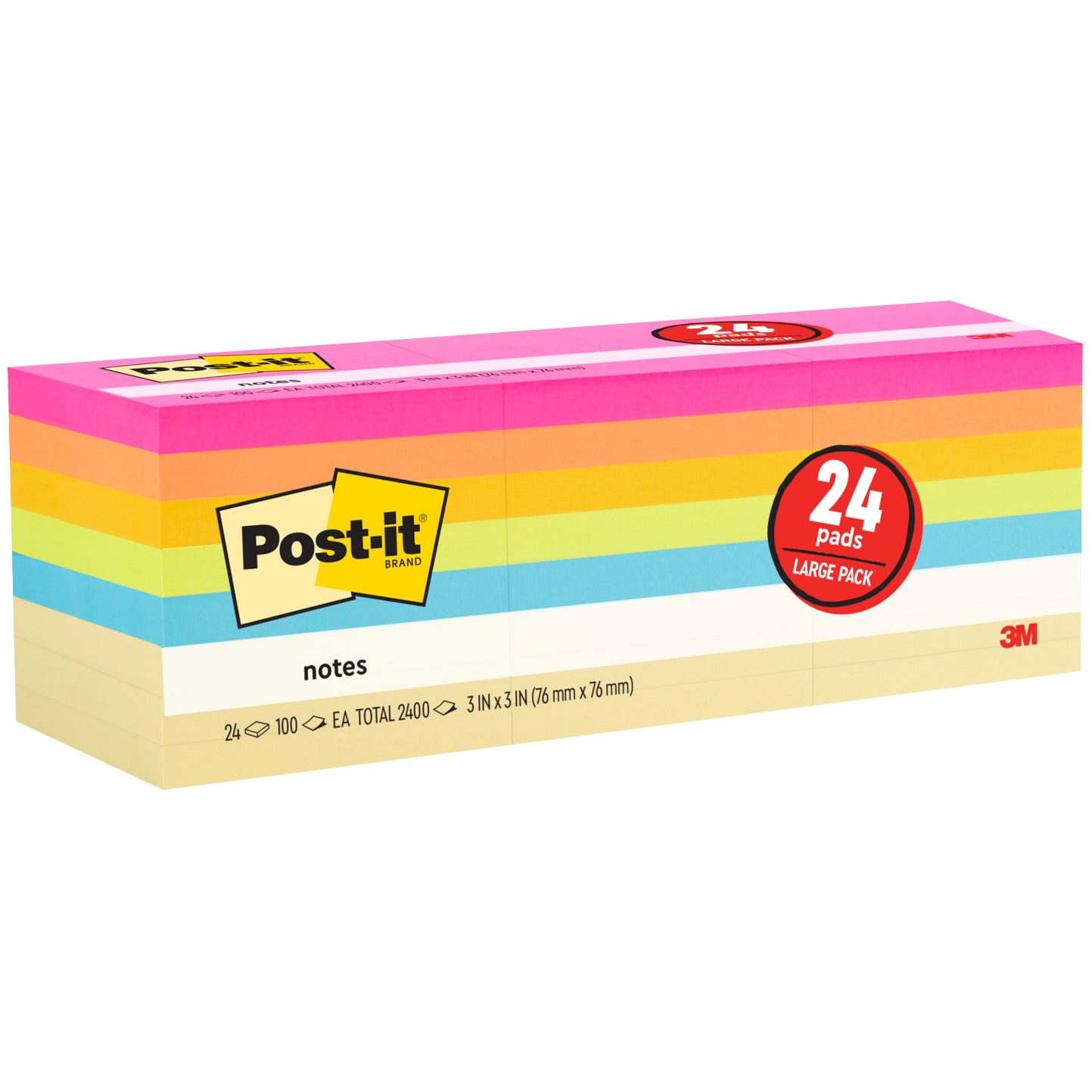 Post-it Self-Stick Notes 3" x 3" Assorted Colors 24 CT - $16.99 at Costco