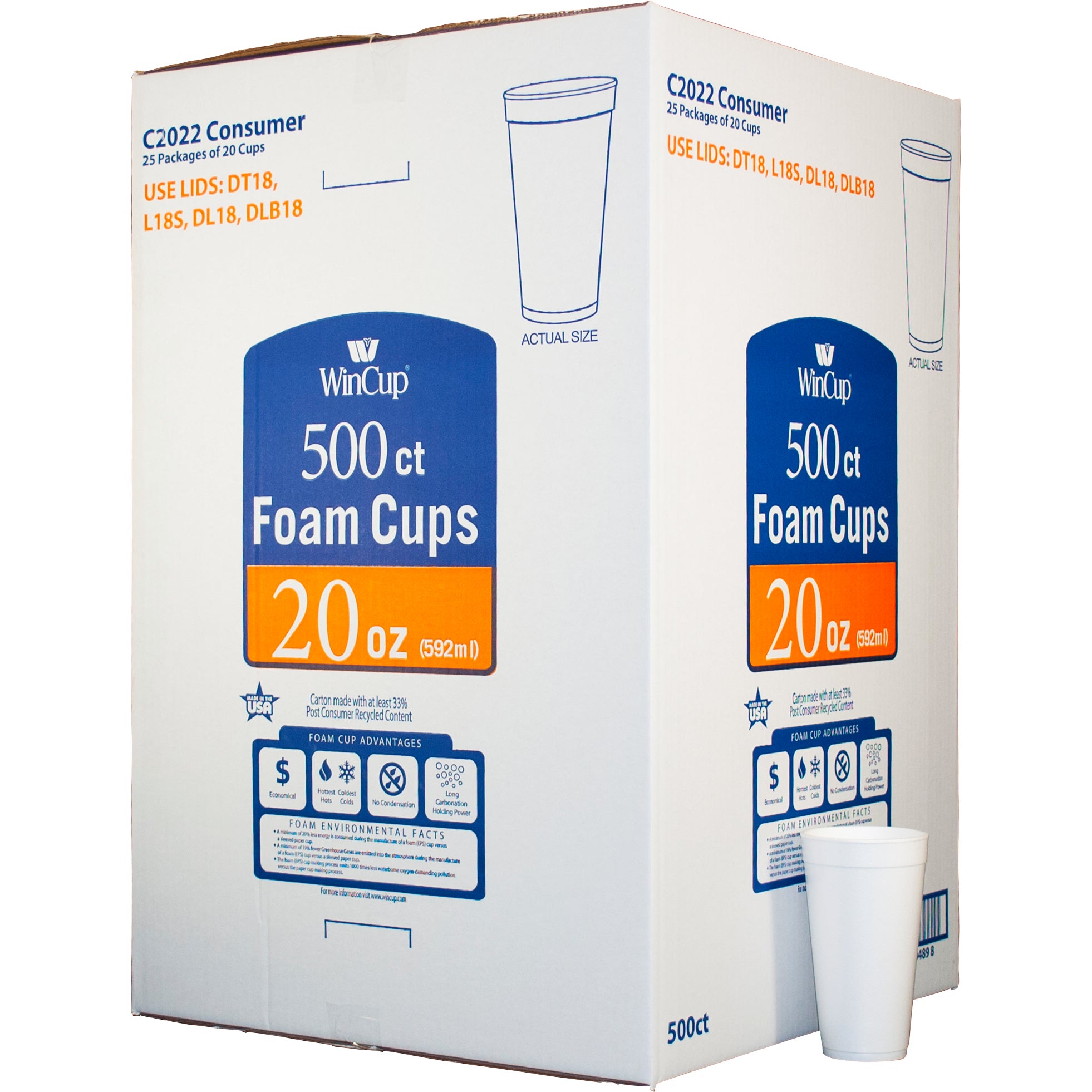 WinCup 20 oz Foam Cup, 500 ct - $30.49 at Costco