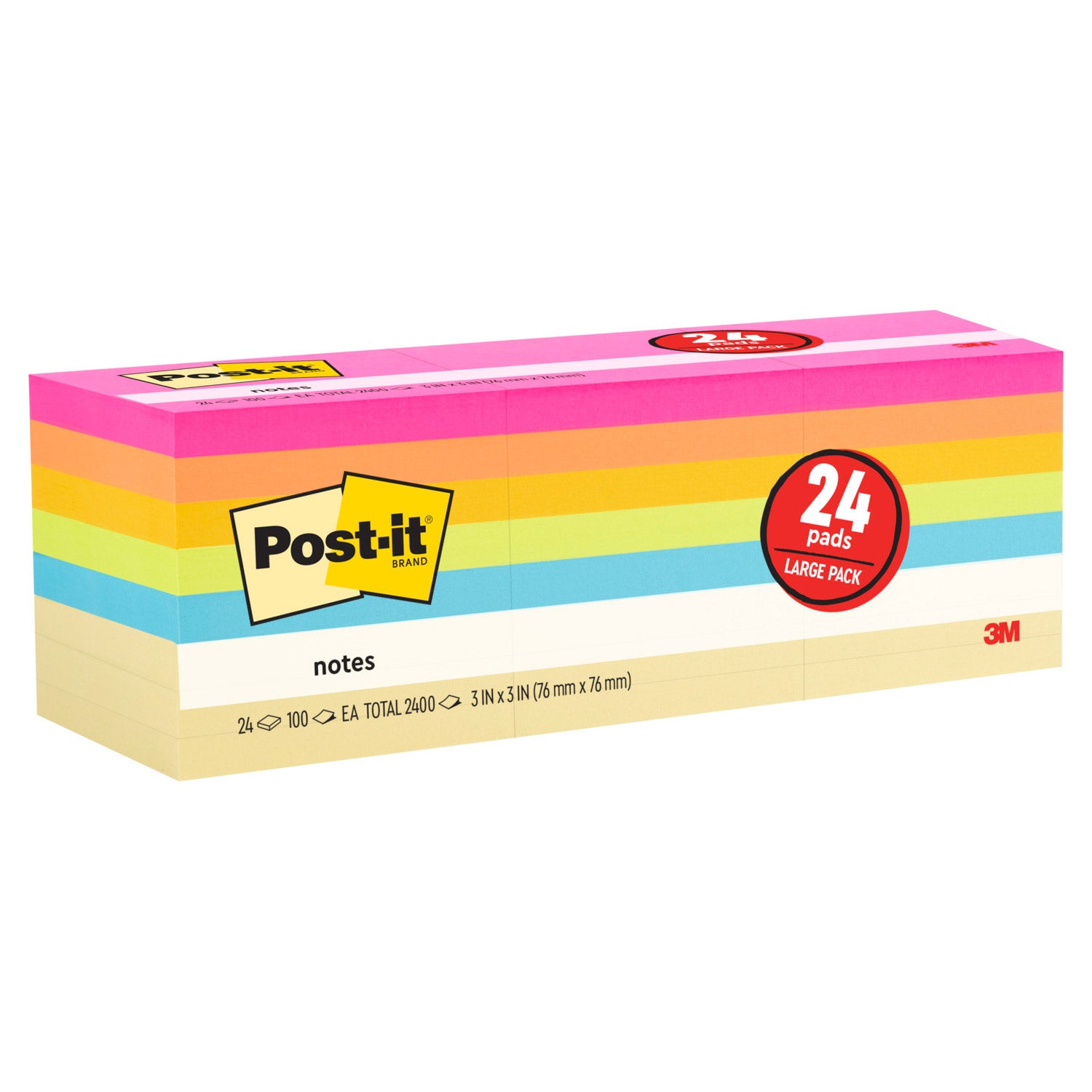 3M Post-it Notes 3" x 3" 24-Pack/2,400 Sheets and 4" x 6" 10-Pack/1,000 ...