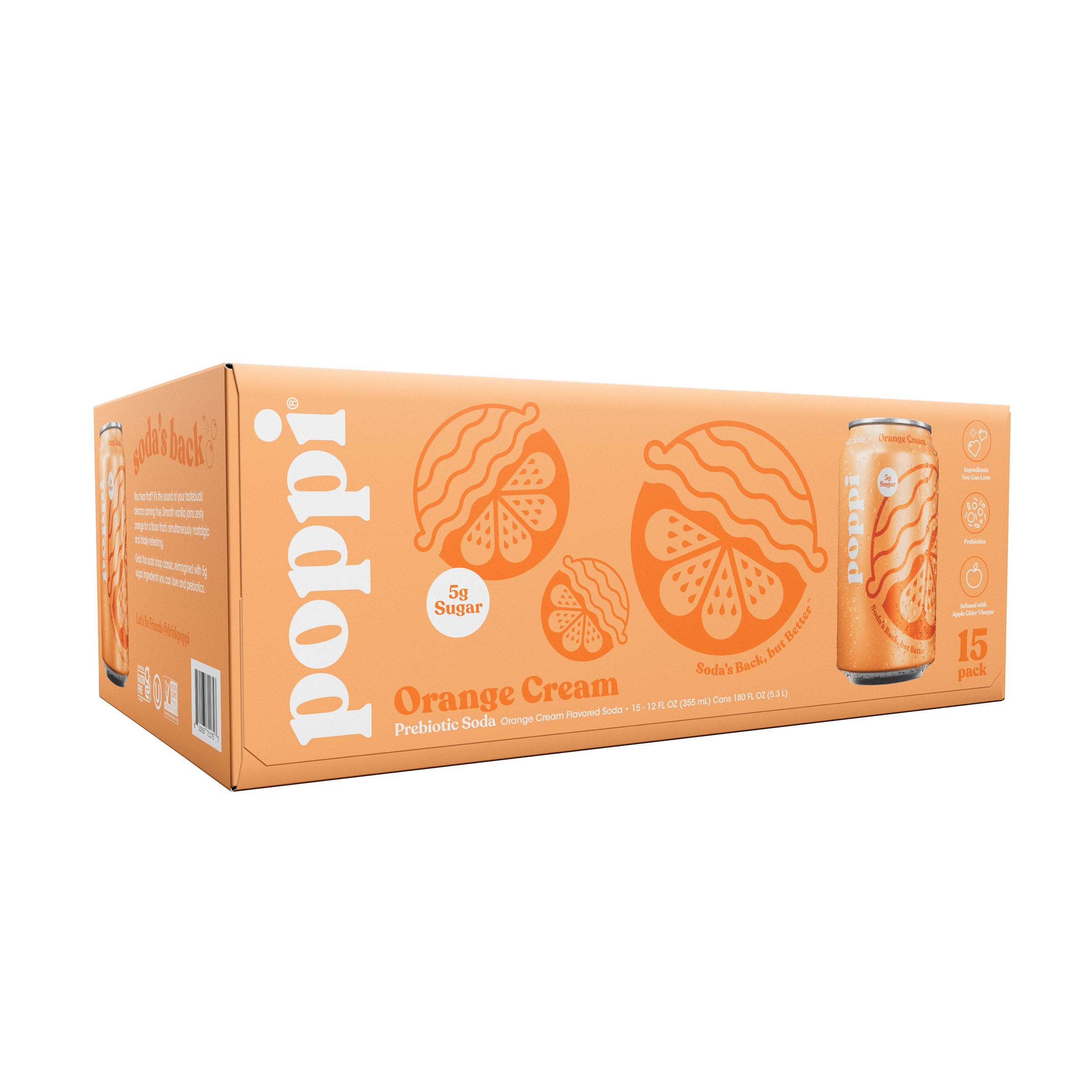 Poppi Prebiotic Soda, Orange Cream, 15-count, 12 fl oz (#1899229) - $19.99