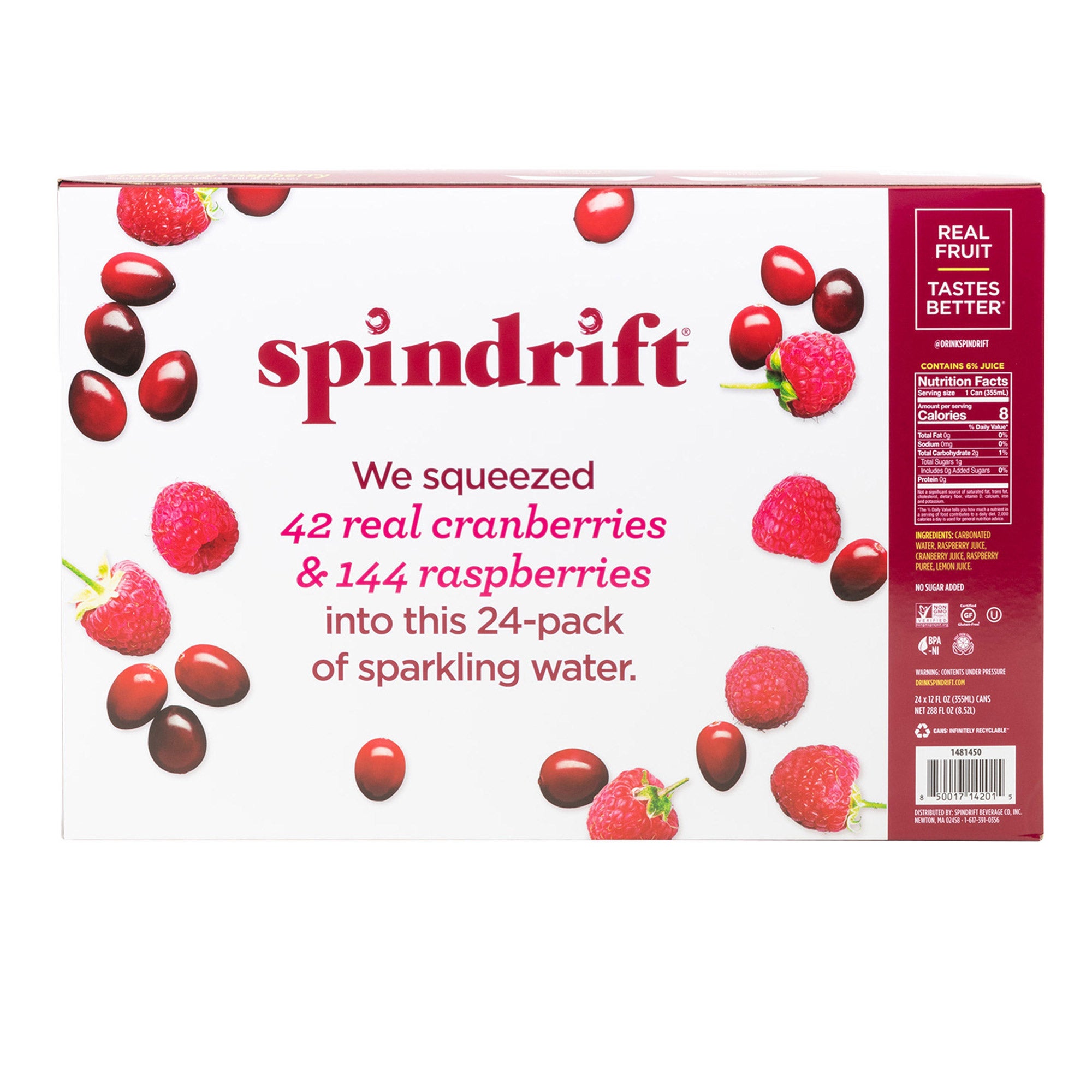 Spindrift Sparkling Cranberry Raspberry 24-Pack, 12 oz Cans - $10.99 at ...