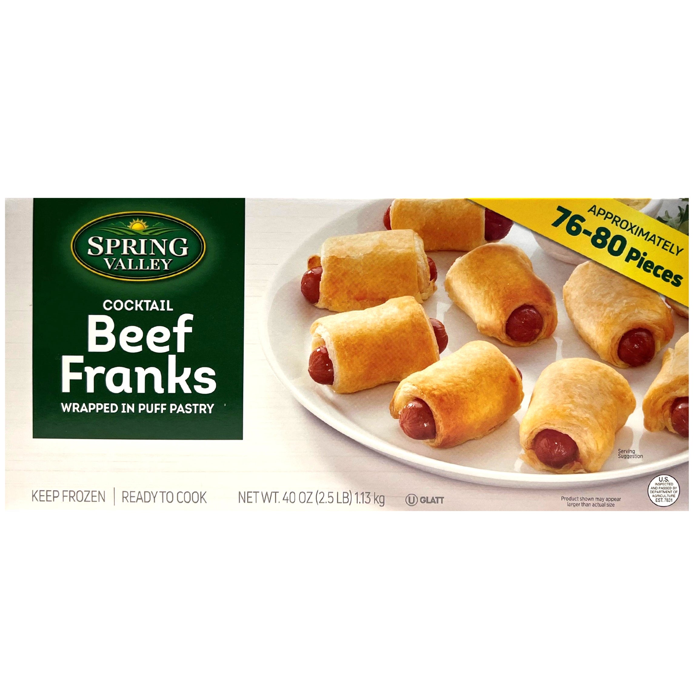 Spring Valley Cocktail Beef Franks Wrapped in Puff Pastry, 40 oz (2.5 ...