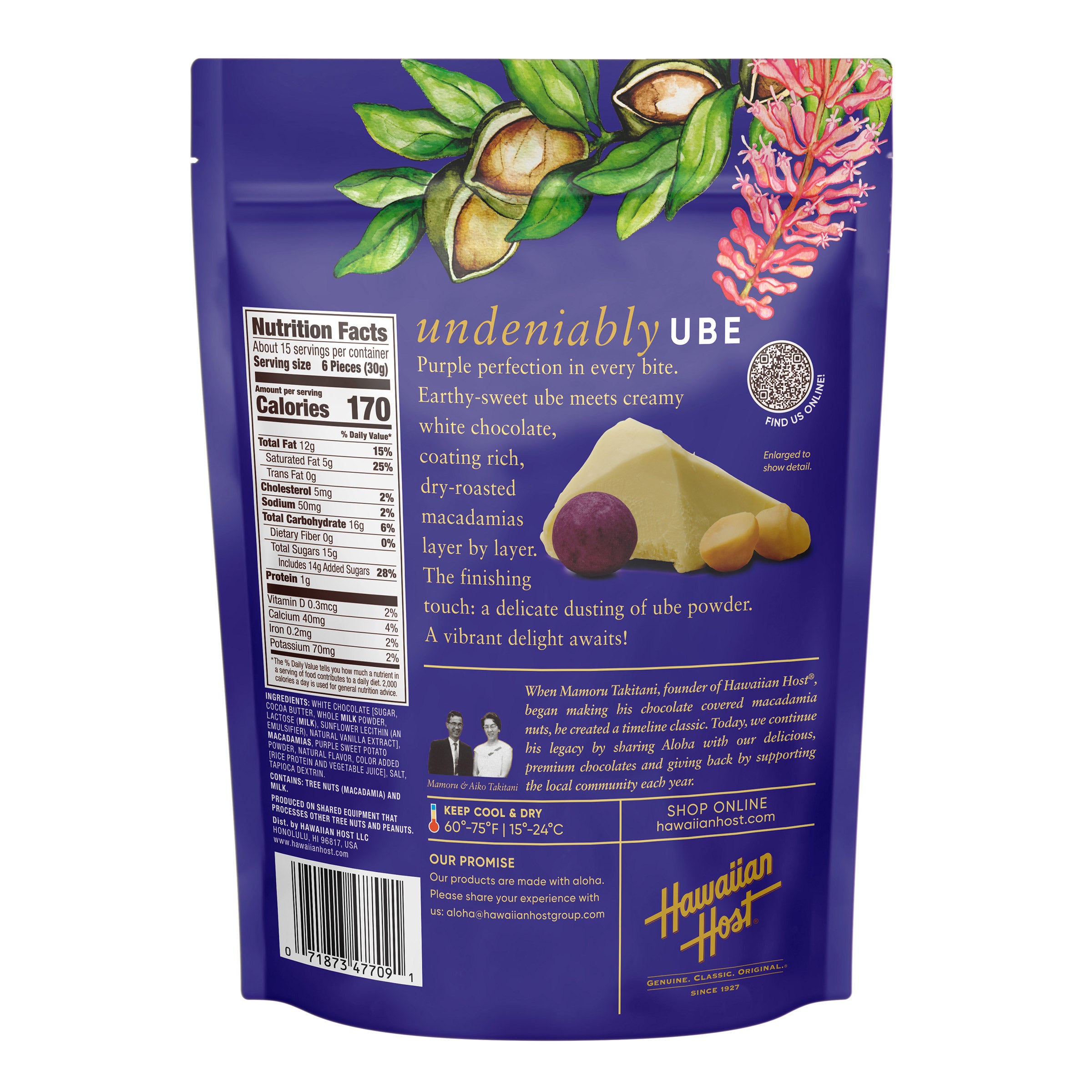 Hawaiian Host Ube White Chocolate Macadamia Nuts, 16 oz - $6.97 at Costco