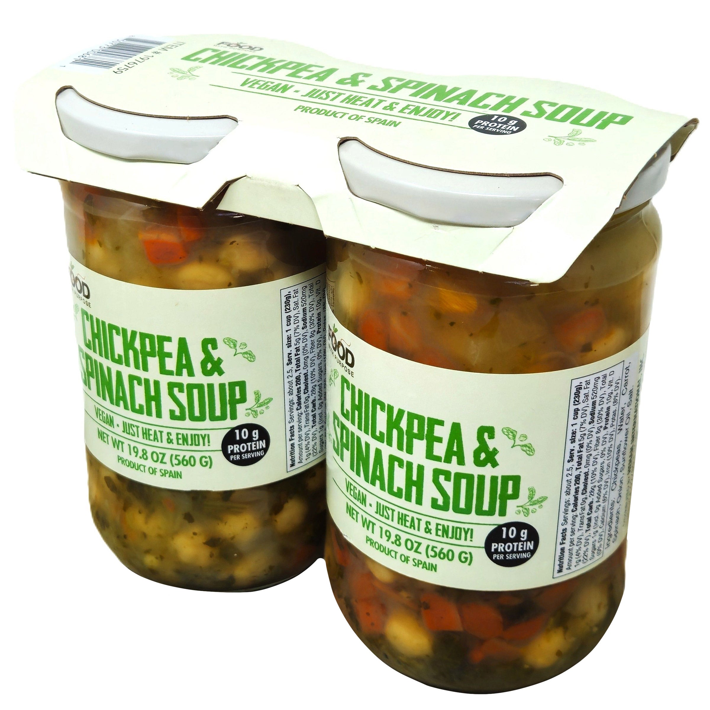 Food with Purpose Chickpea & Spinach Soup 2-Pack, 19.8 oz Each - $6.99 ...