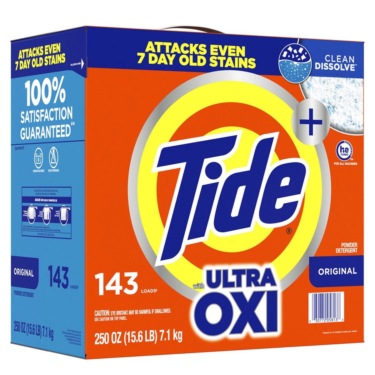 Tide HE Powder Original Scent with Ultra Oxi, 143 Loads, 250 oz ...