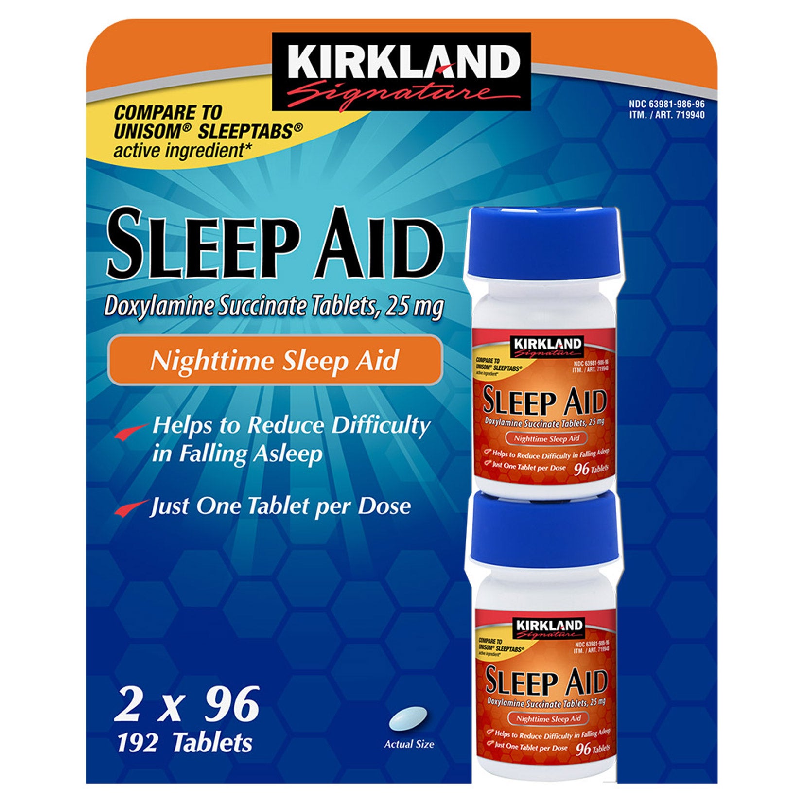 Kirkland Signature Sleep Aid Tablets 2 x 96 Tablets - $6.99 at Costco