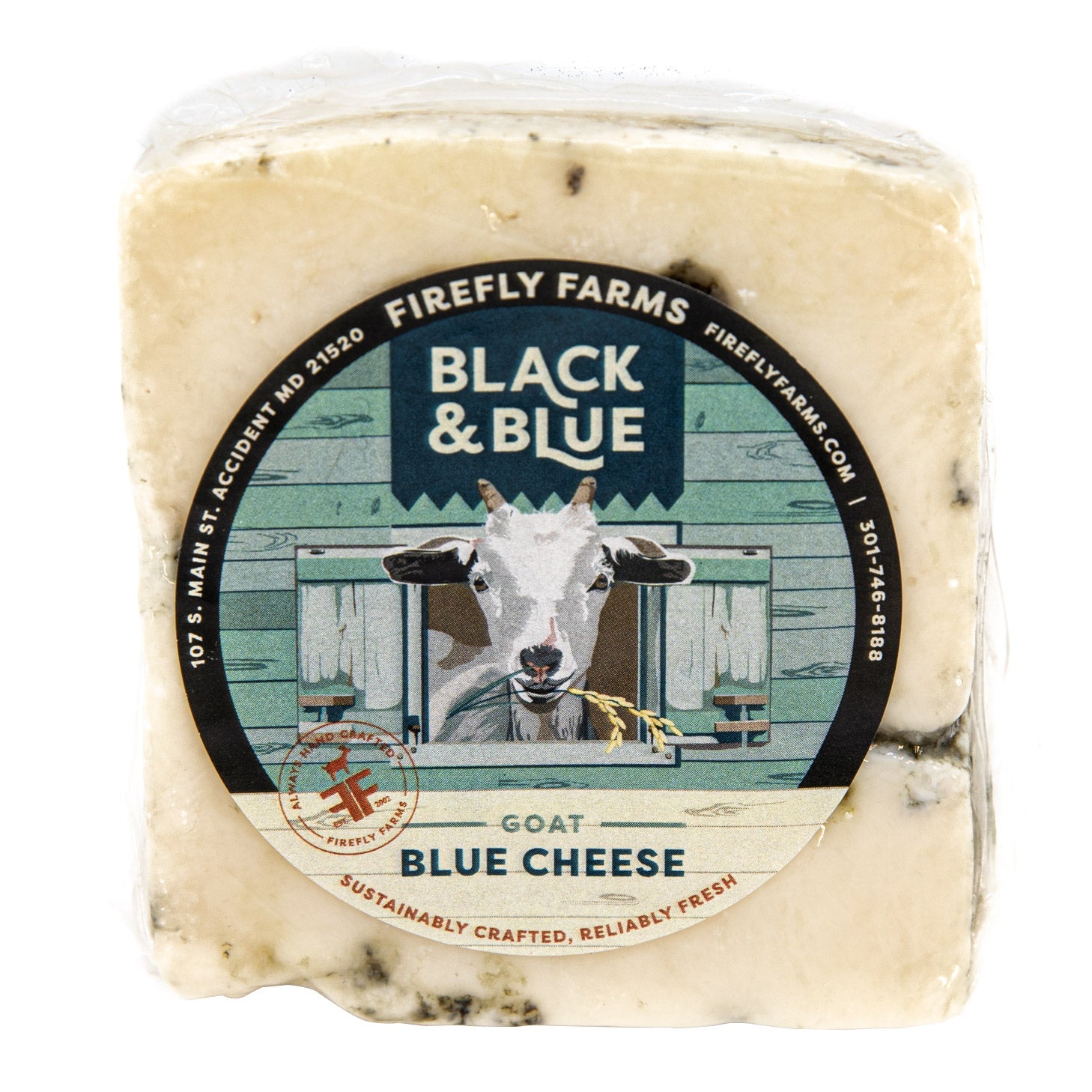 Firefly Farms Black & Blue Goat Blue Cheese Wedge 10 oz (#2002575) - $12.99
