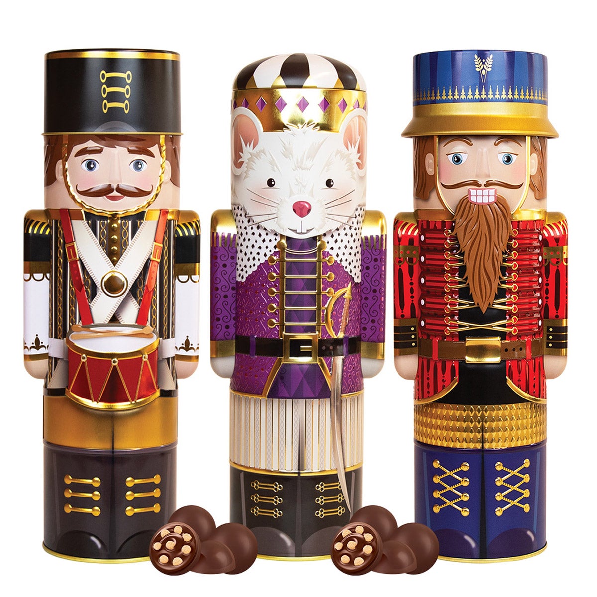 Silver Crane Nutcracker Character Tin with Chocolate Truffles, 12.3 oz ...