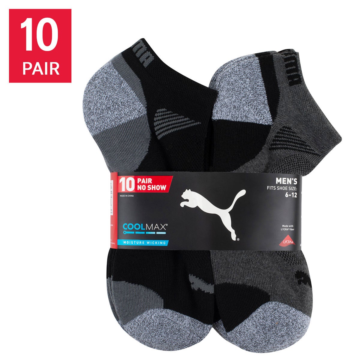 PUMA Men's No Show Sock 10 Pair (#1489812) - $10.99 (down from $14.99)