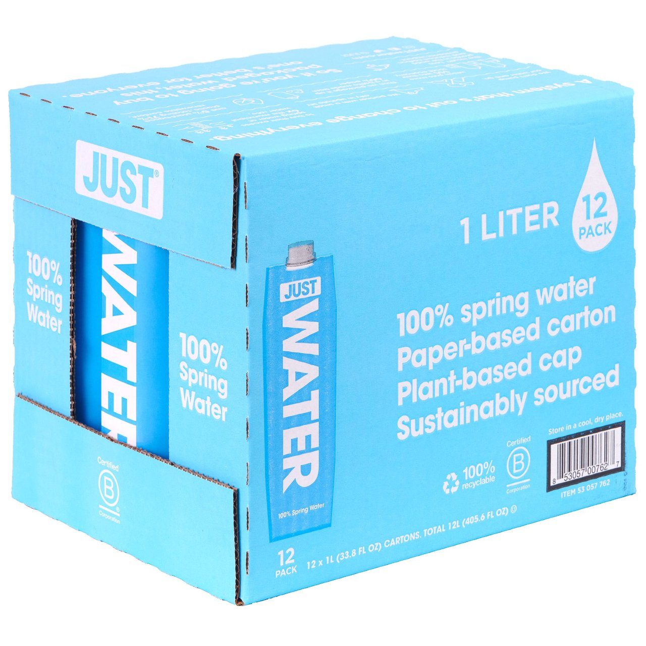 JUST Water Alkaline Spring Water, 12 Pack, 1 Liter Each (#1978330) - $13.99