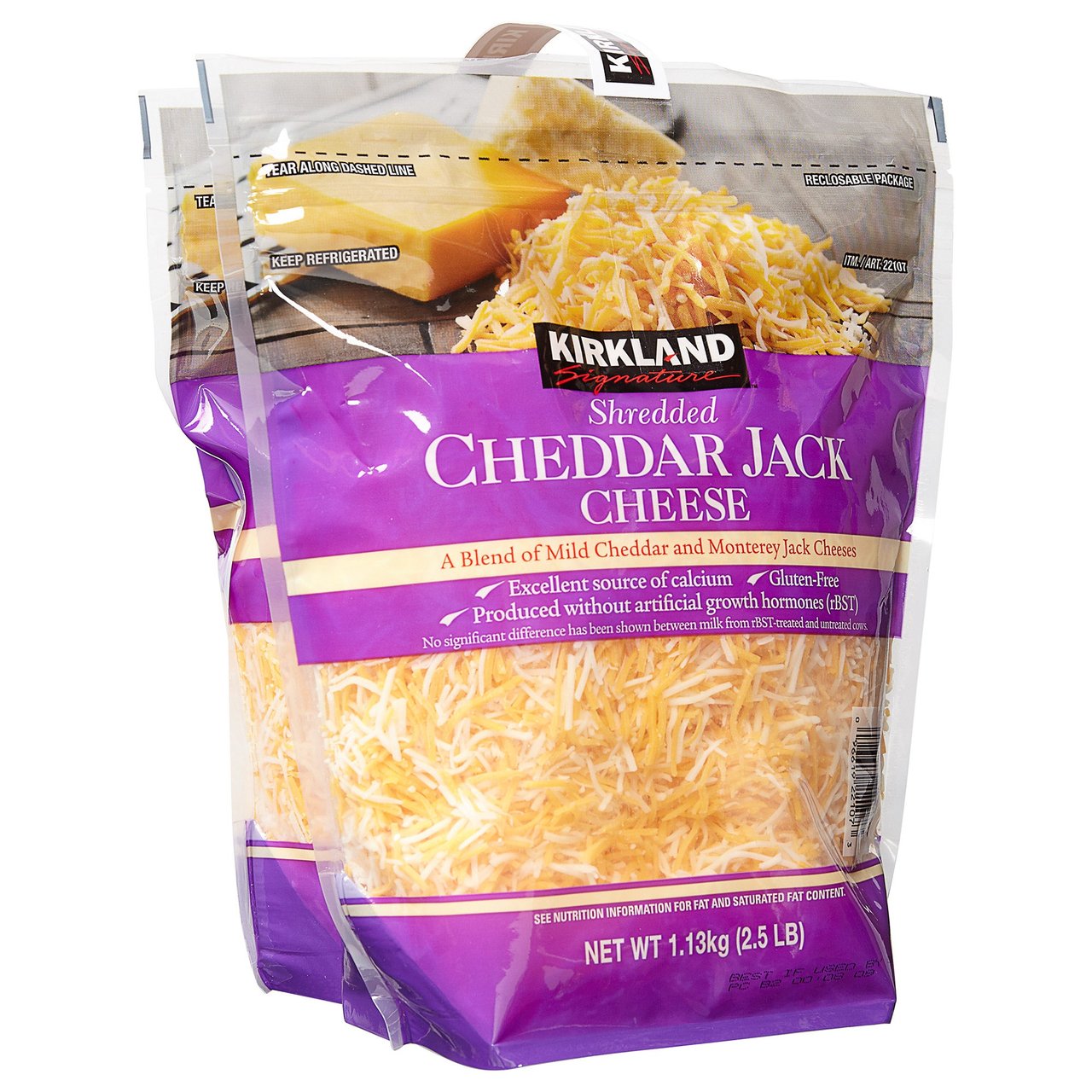 Kirkland Signature Shredded Cheddar Jack Cheese, 2.5 lbs, 2-count ...