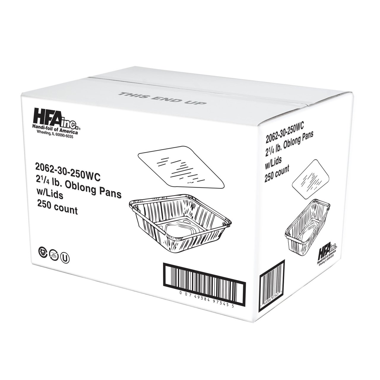 Handi-Foil of America Aluminum Oblong Pans with Steam Lids, 2-1/4 lb ...