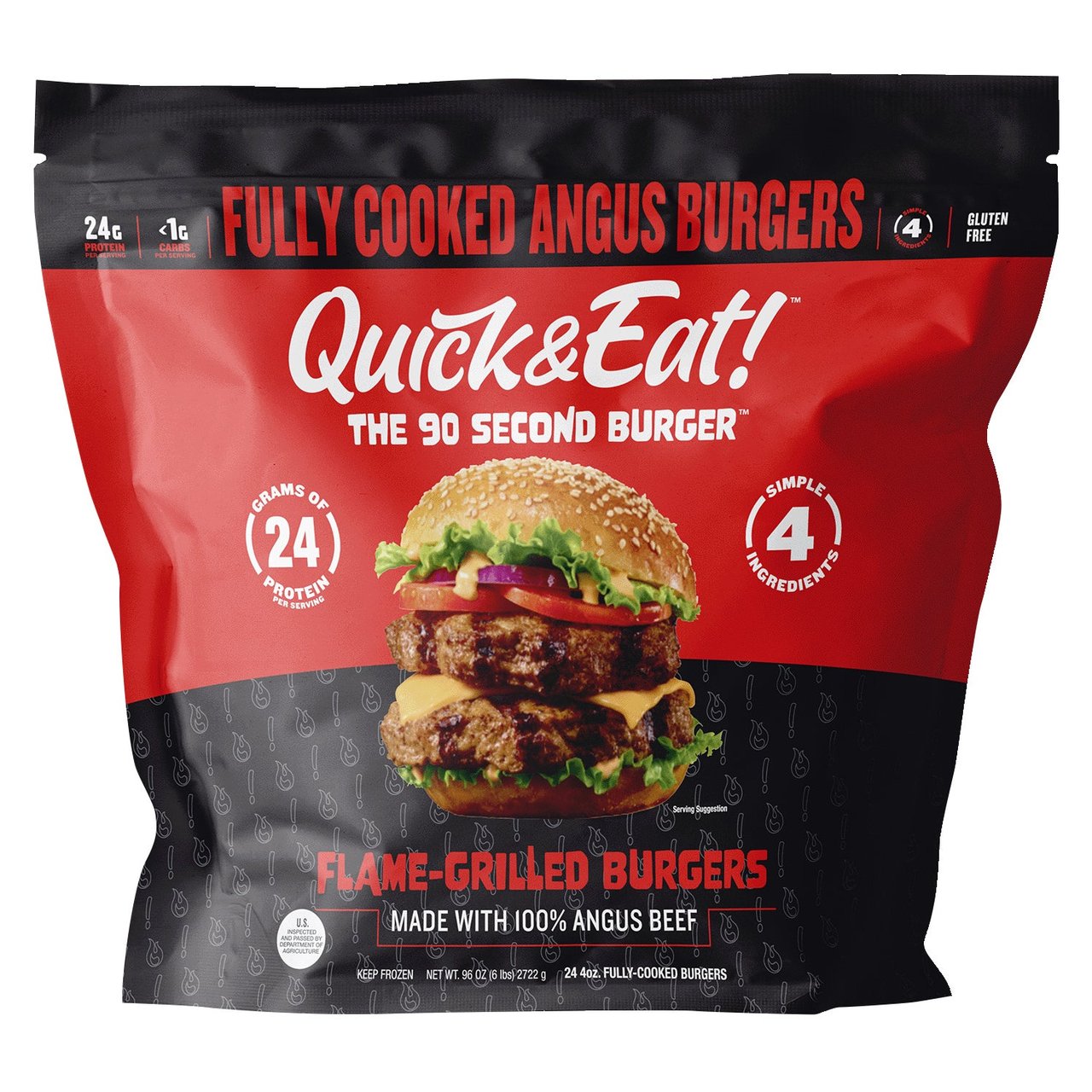 Quick & Eat! Angus Burger Patties 24-Pack, 4 oz Each (6 lbs) (#2055385 ...